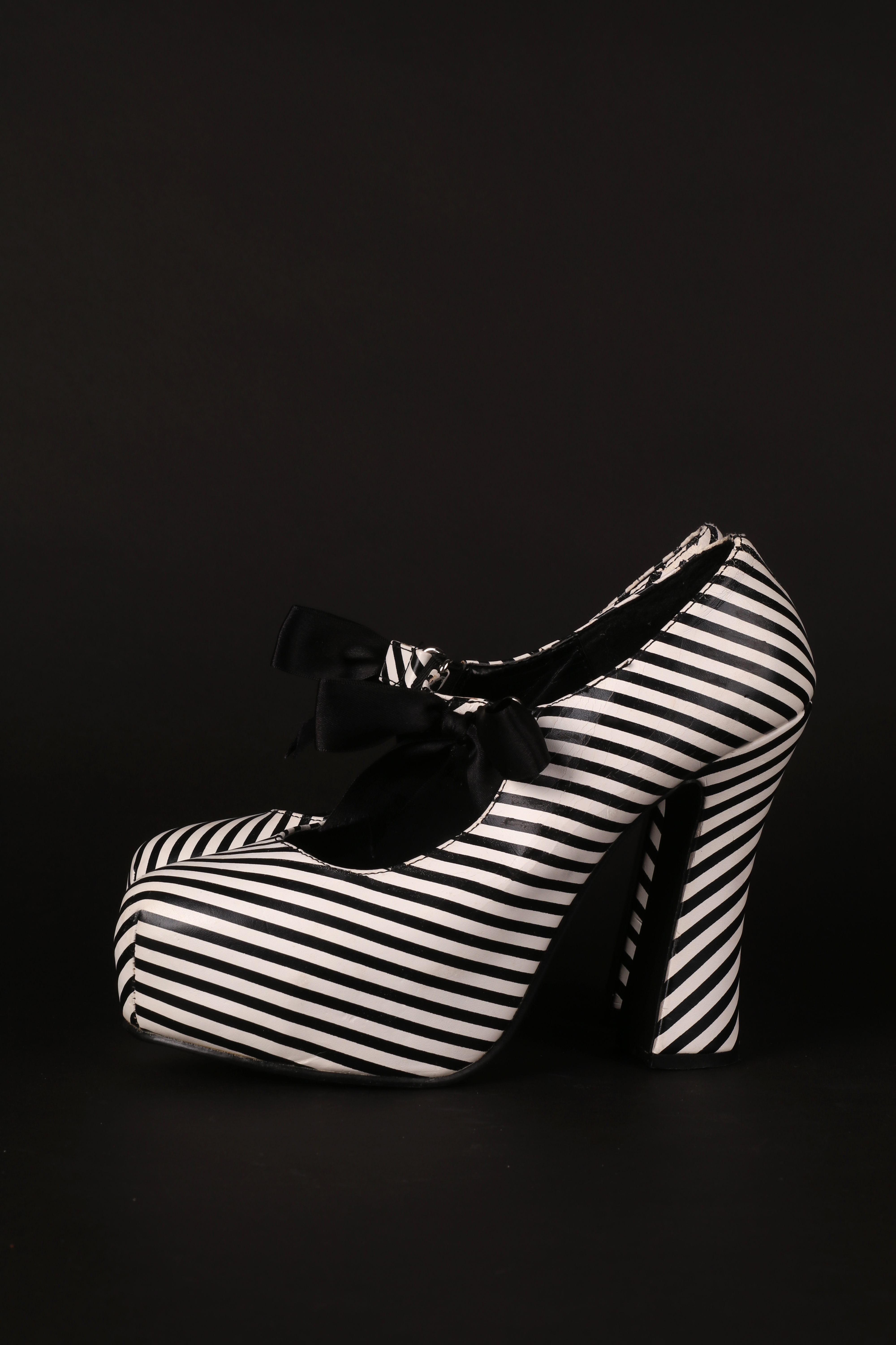 Black and White Striped High Heel Shoe · Free Stock Photo