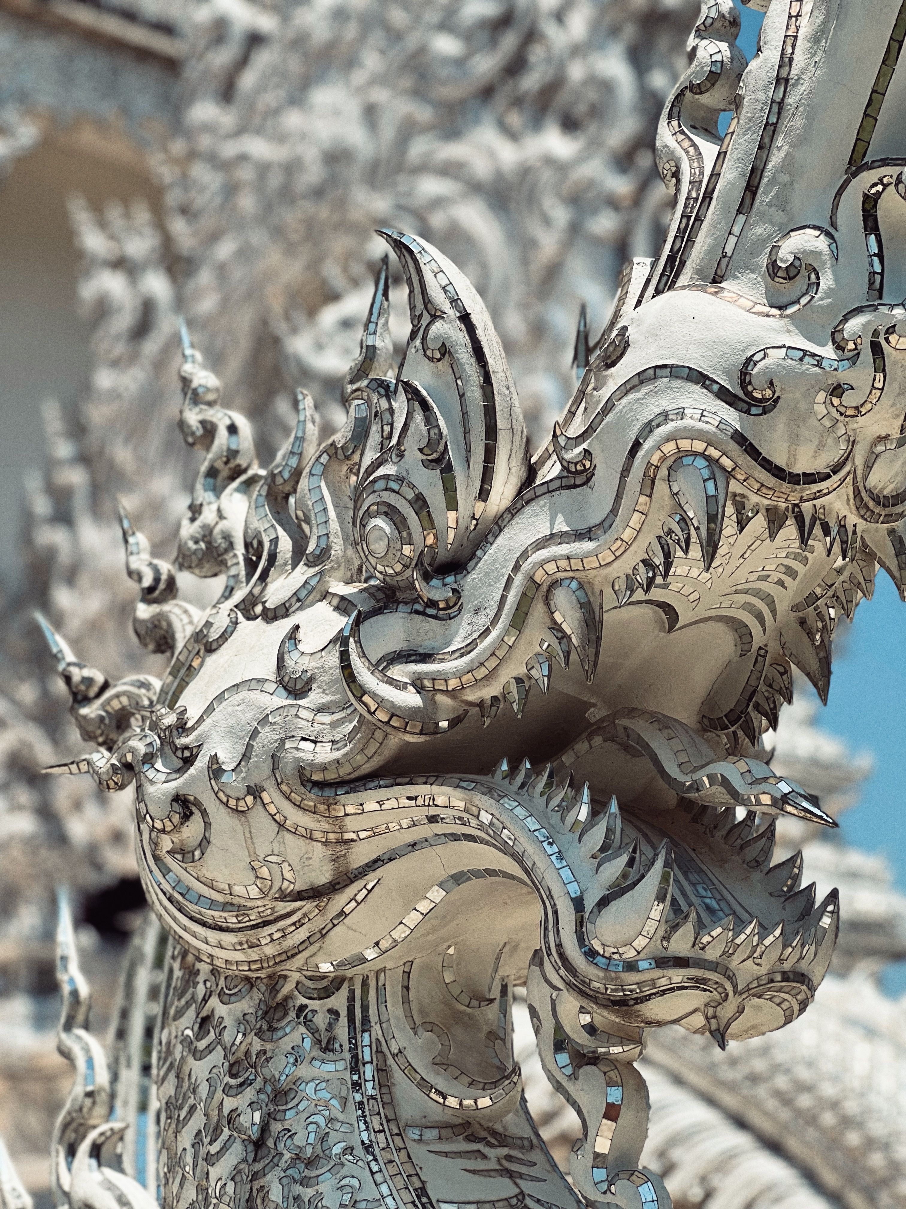 Intricate White Naga Sculpture at Wat Rong Khun · Free Stock Photo