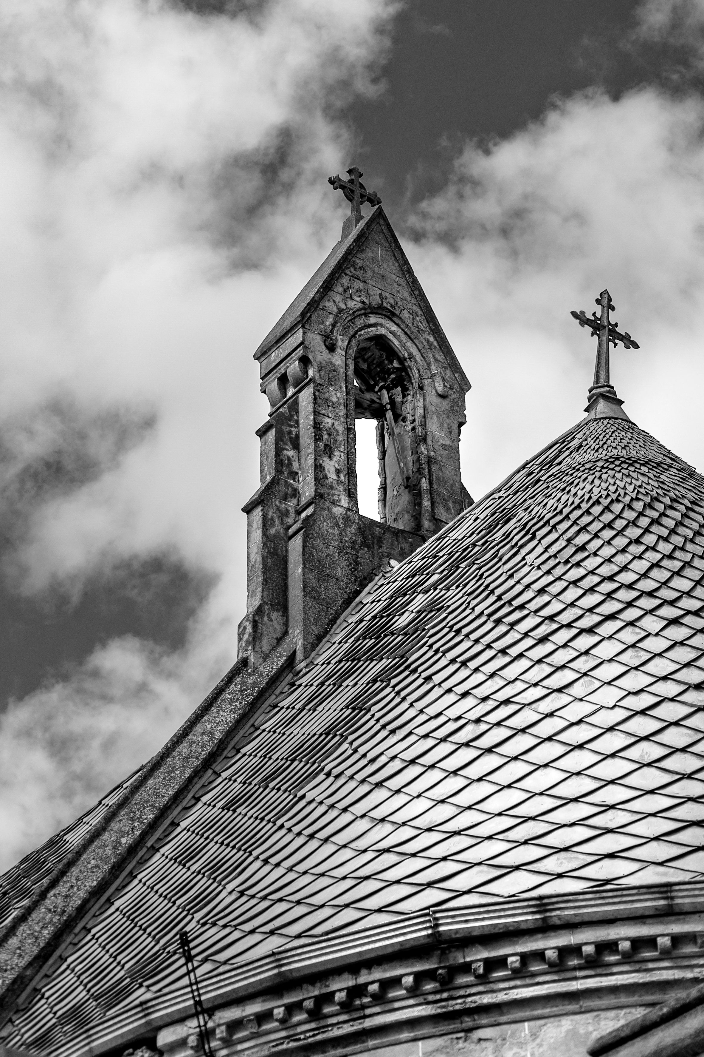 Gothic Church Roof with Crosses and Dramatic Sky · Free Stock Photo