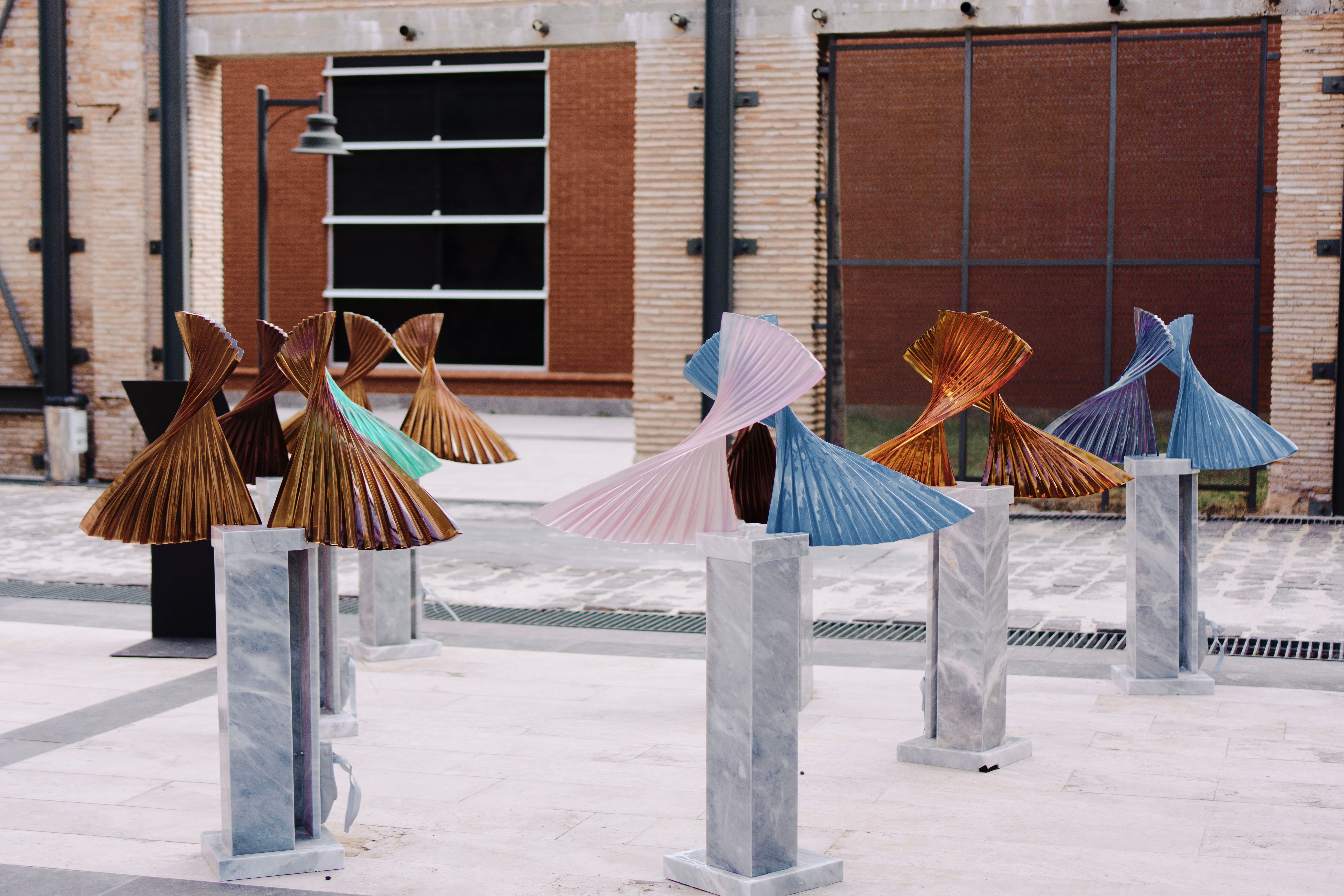 Colorful Metal Sculptures in Outdoor Art Exhibit · Free Stock Photo