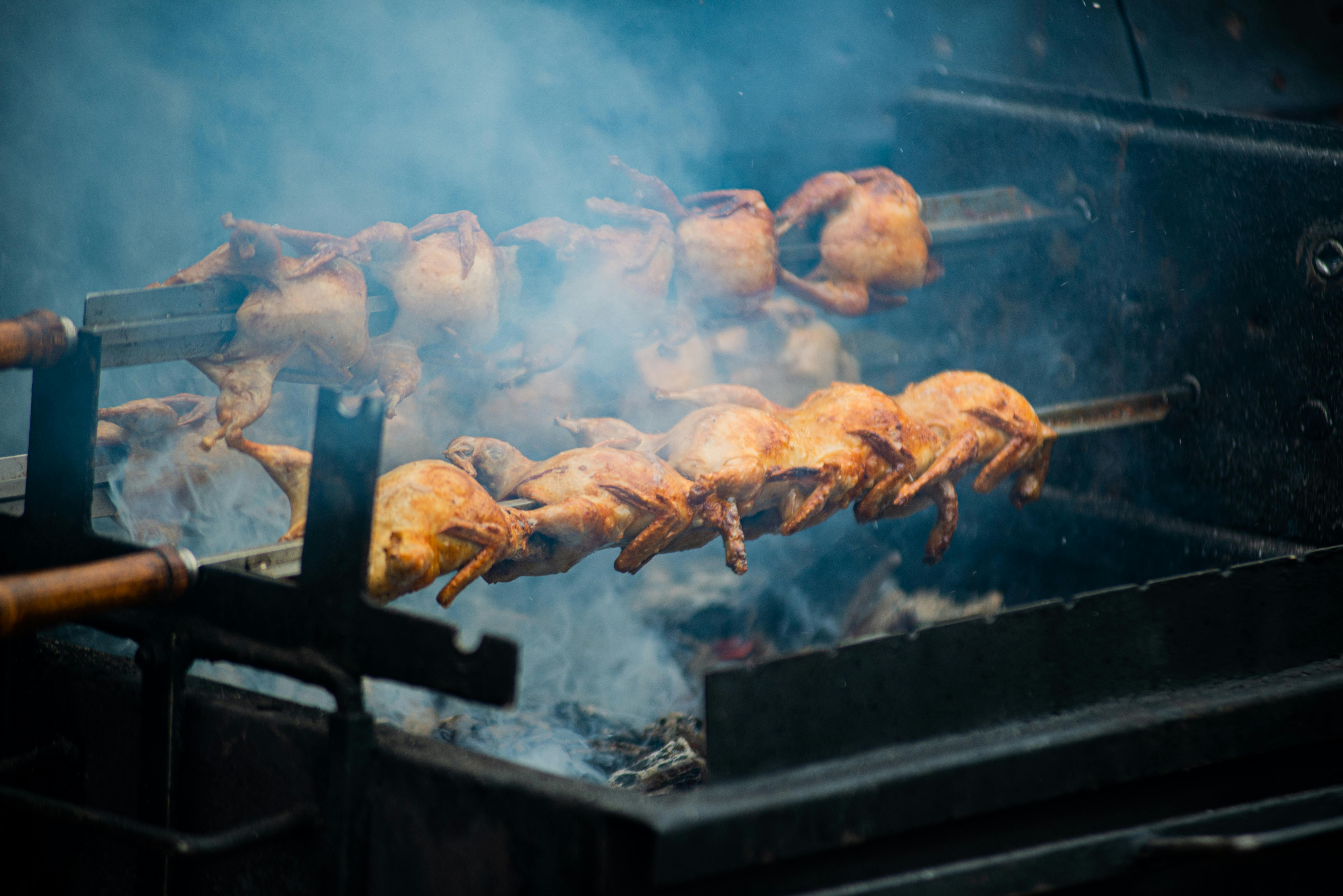 Delicious Grilled Chicken Spit Roast Outdoors · Free Stock Photo