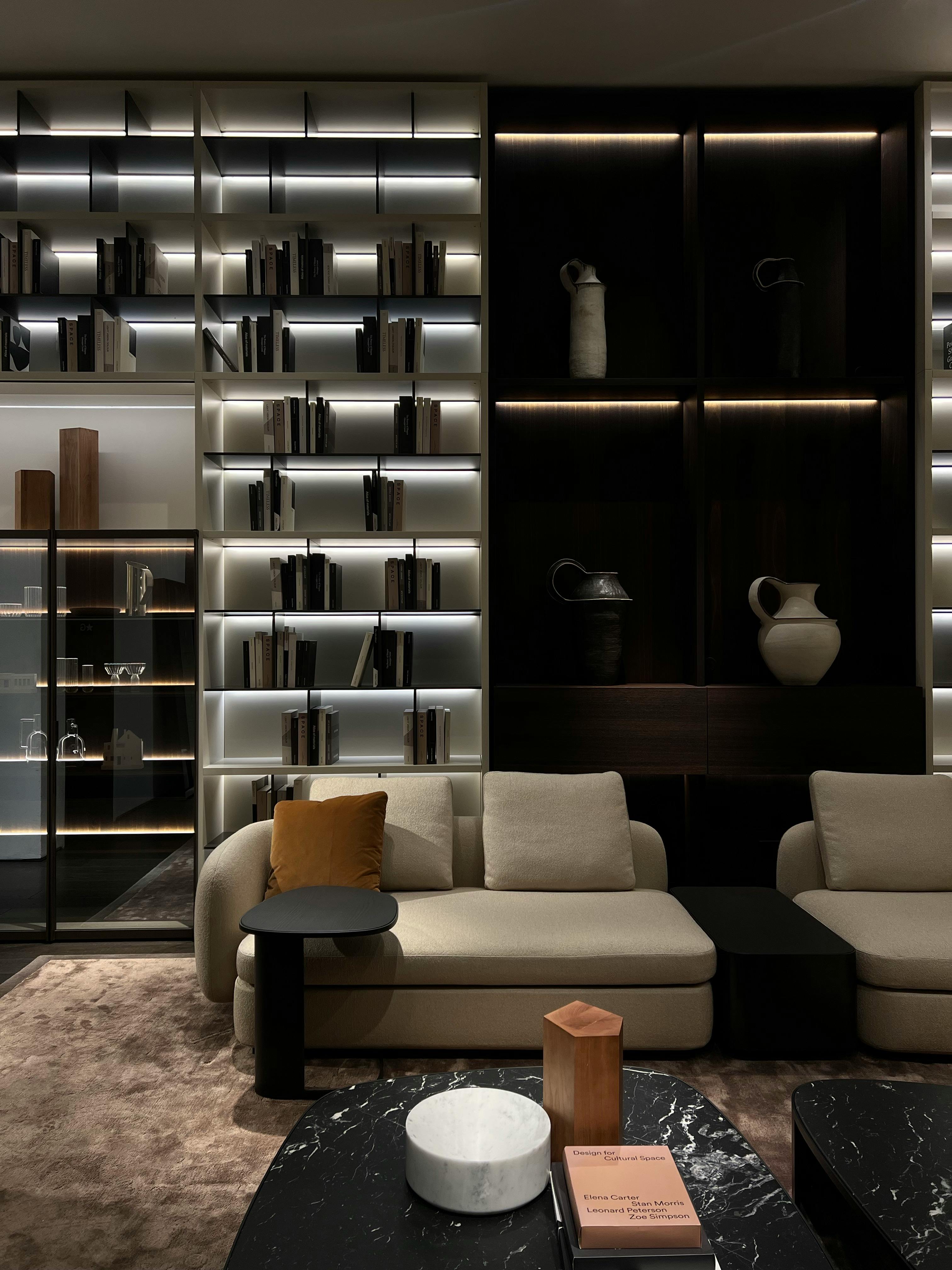 Modern Minimalist Living Room with Ambient Lighting · Free Stock Photo