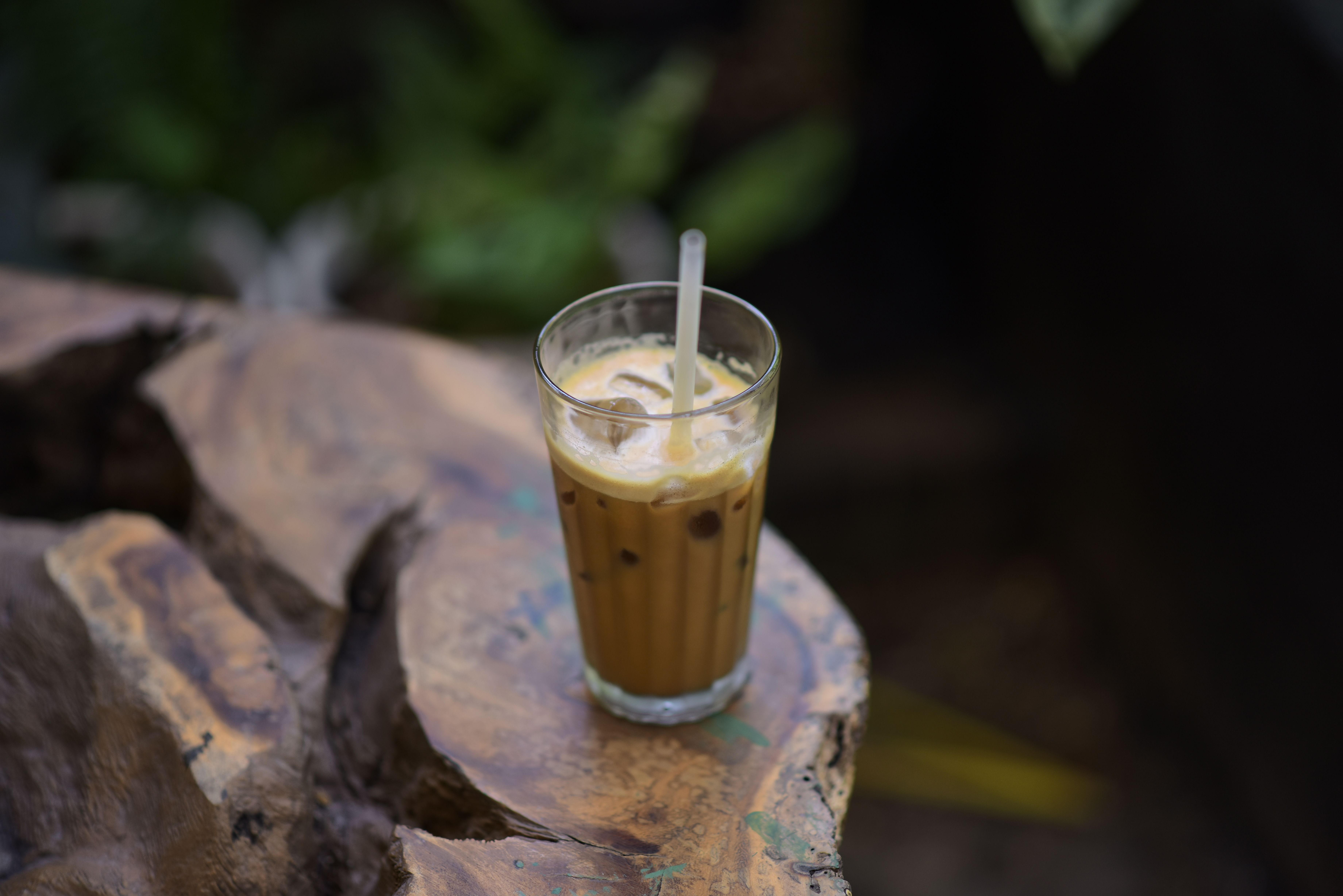 Iced Coffee on Wooden Table Outdoors · Free Stock Photo