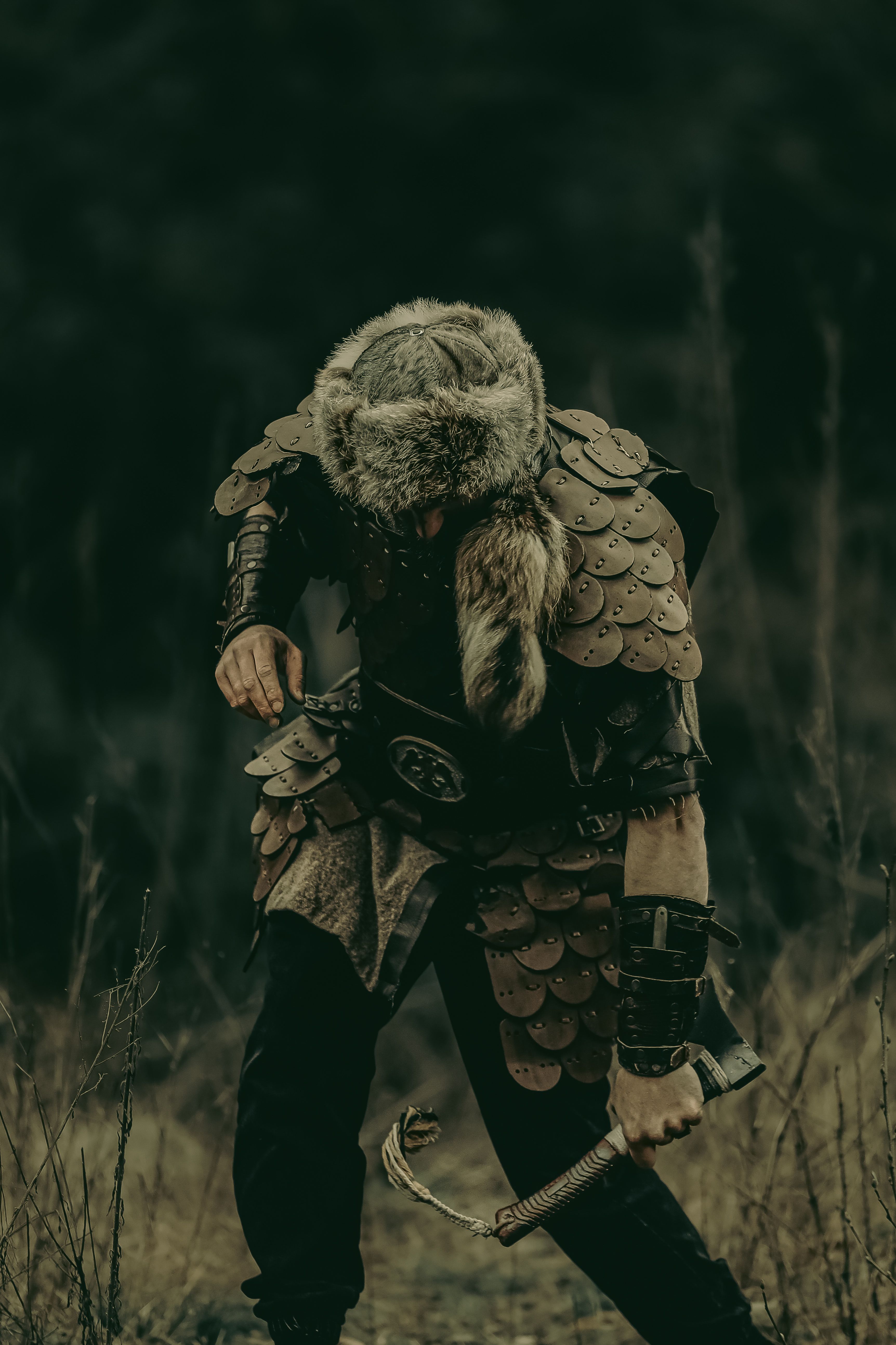 Medieval Warrior in Outdoor Setting with Axe · Free Stock Photo