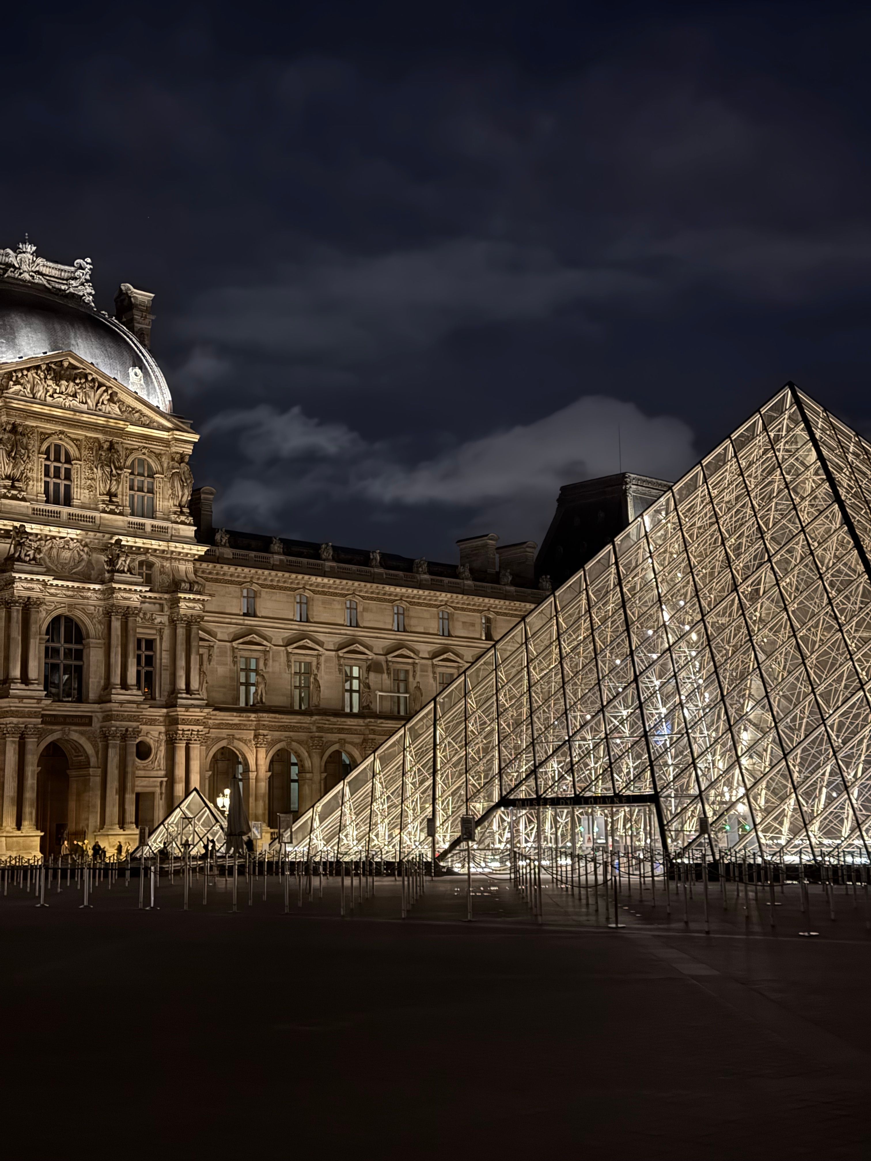 Louvre Pyramid Illuminated at Night, Paris · Free Stock Photo