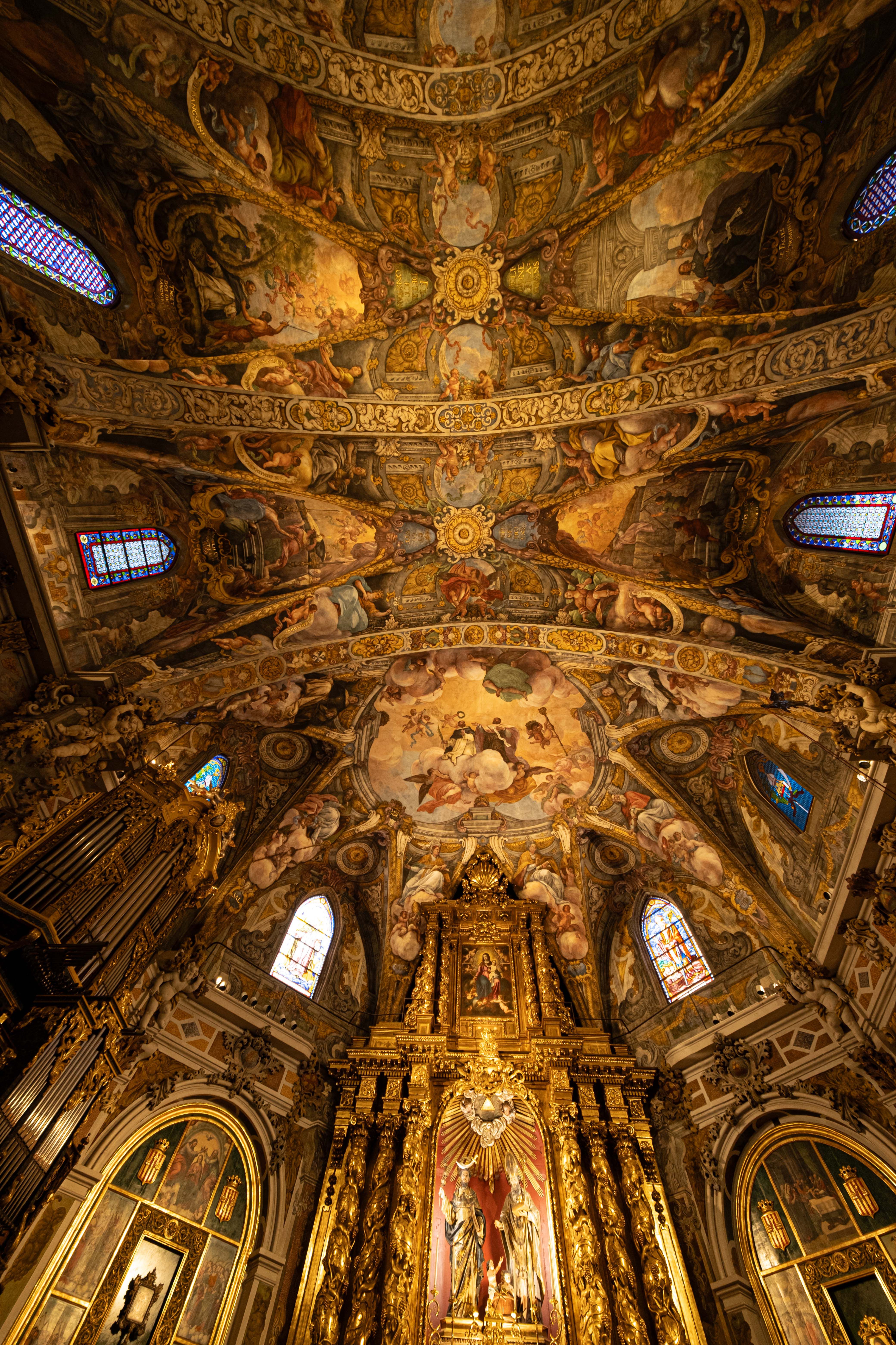 Ornate Baroque Church Ceiling with Frescoes · Free Stock Photo
