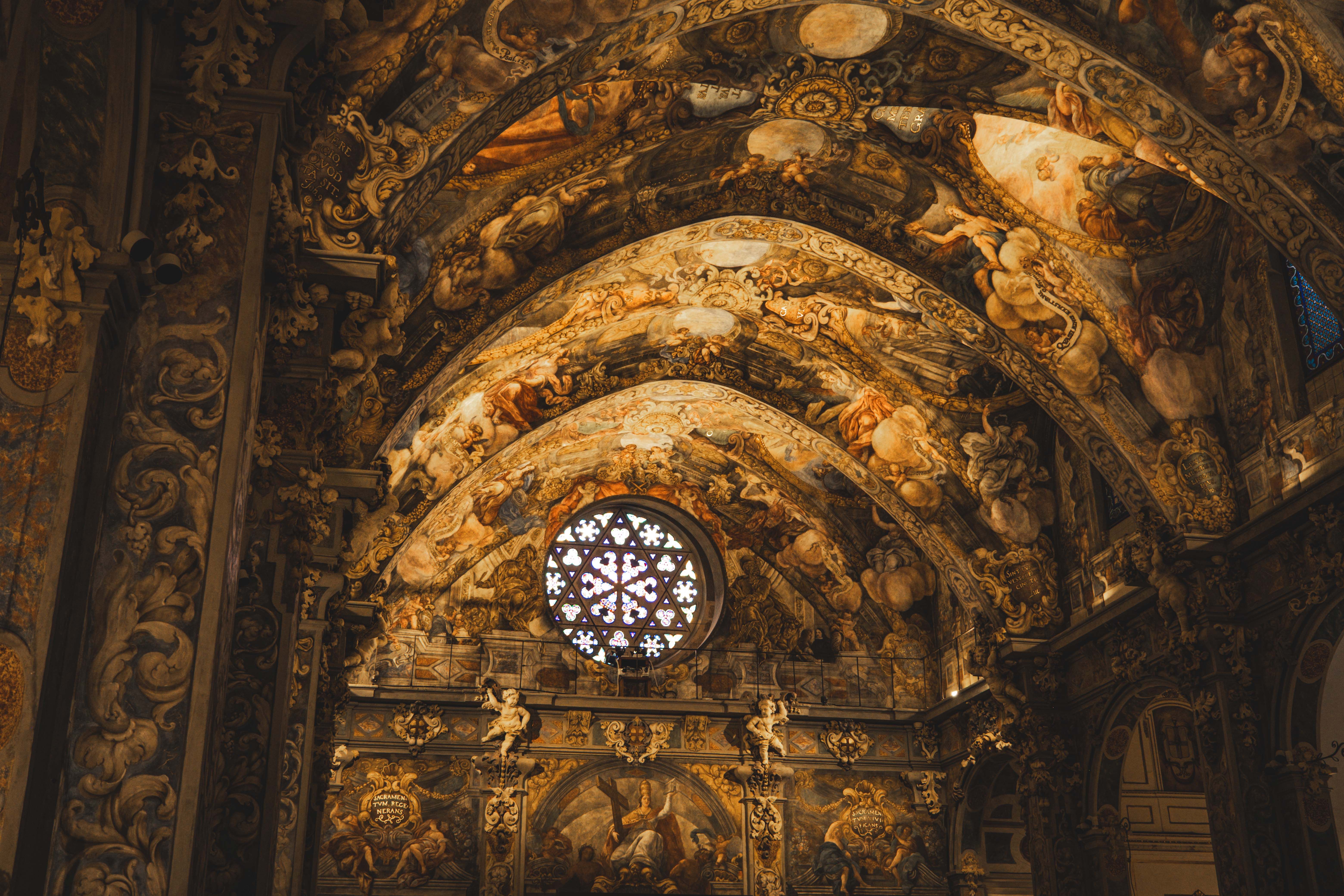 Baroque Church Ceiling with Intricate Frescoes · Free Stock Photo
