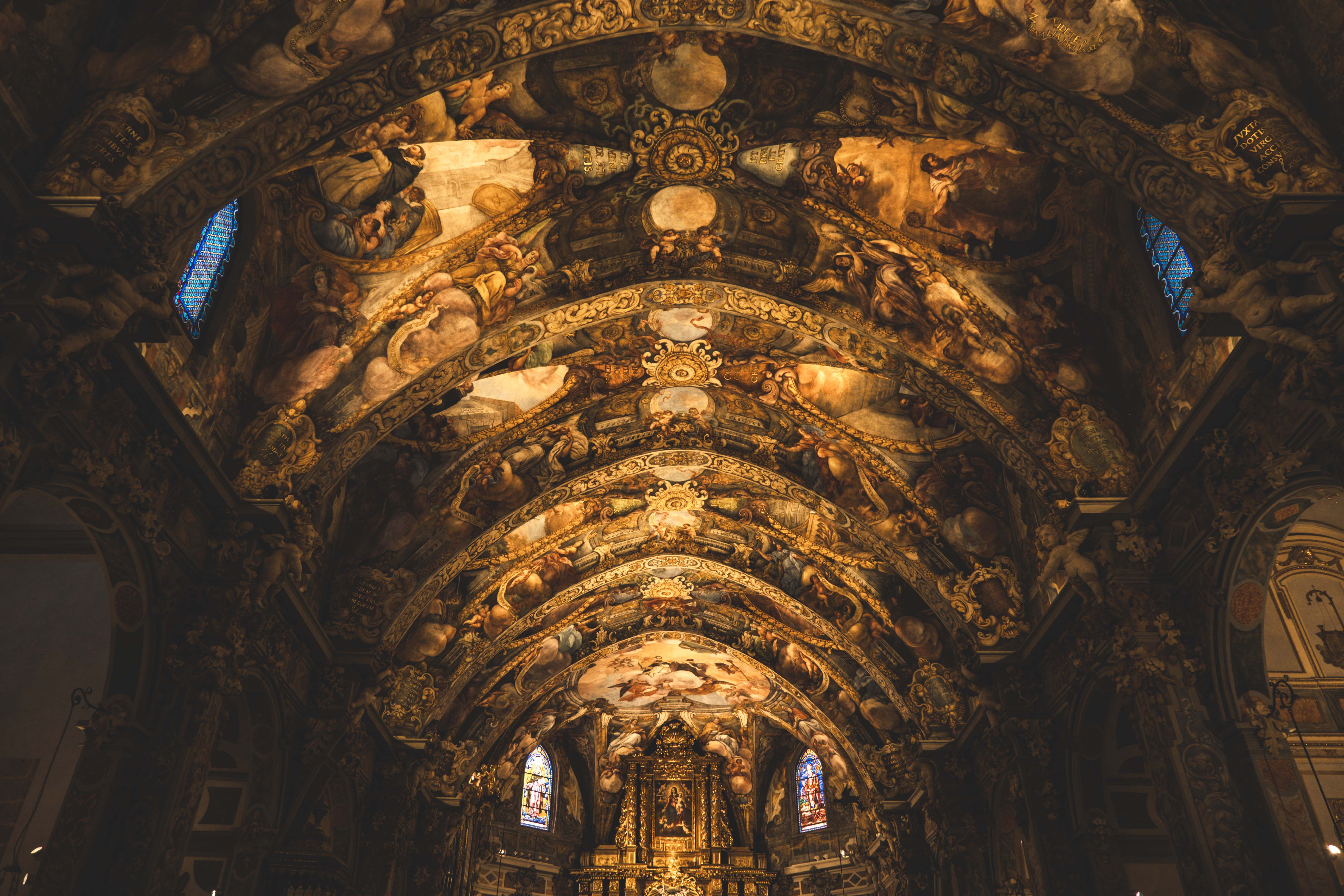 Ornate Baroque Church Ceiling Fresco · Free Stock Photo