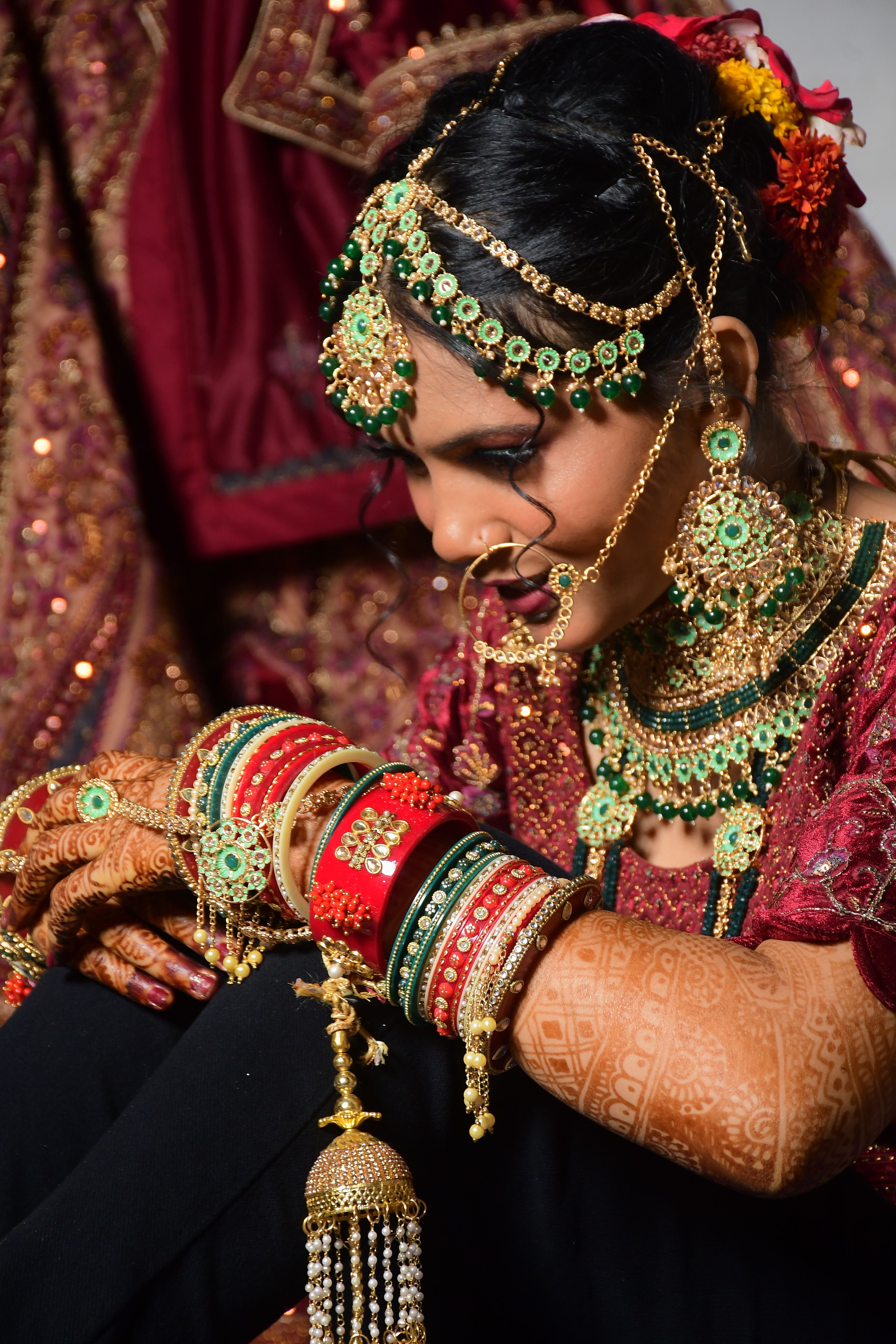 Elegant Traditional Indian Bridal Attire Closeup · Free Stock Photo