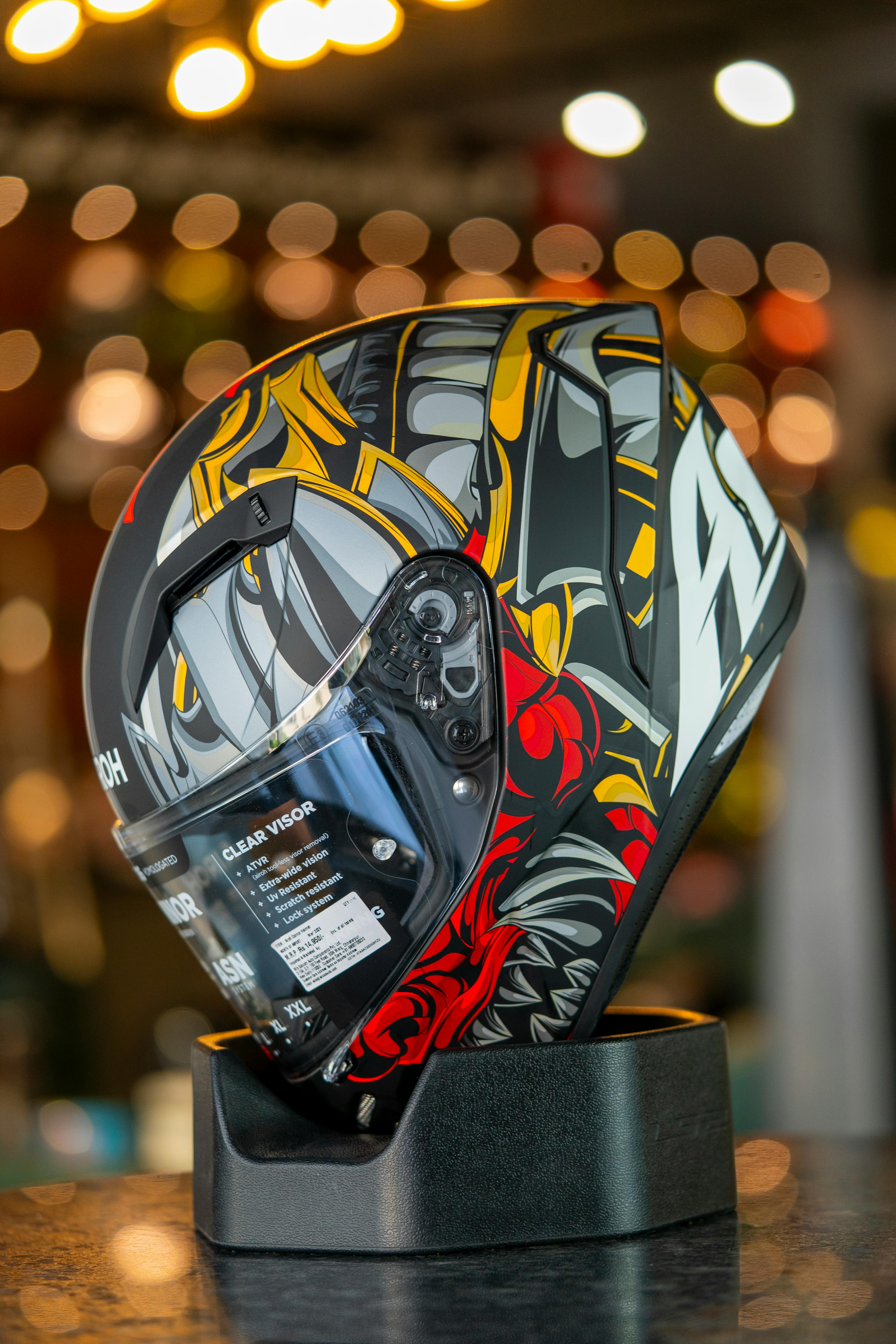 Stylish Motorcycle Helmet with Artistic Design · Free Stock Photo