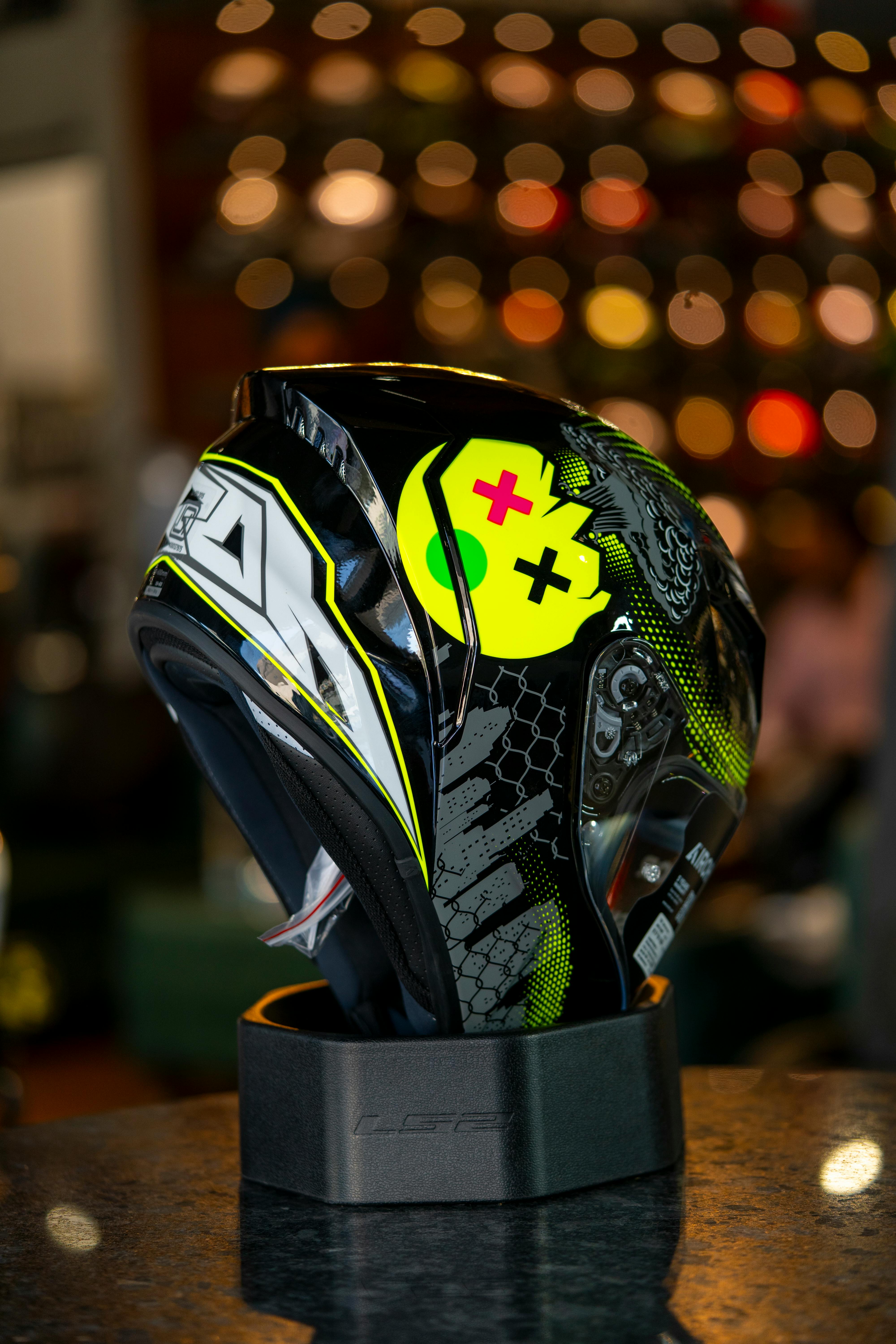 Stylish Motorcycle Helmet with Bold Design · Free Stock Photo