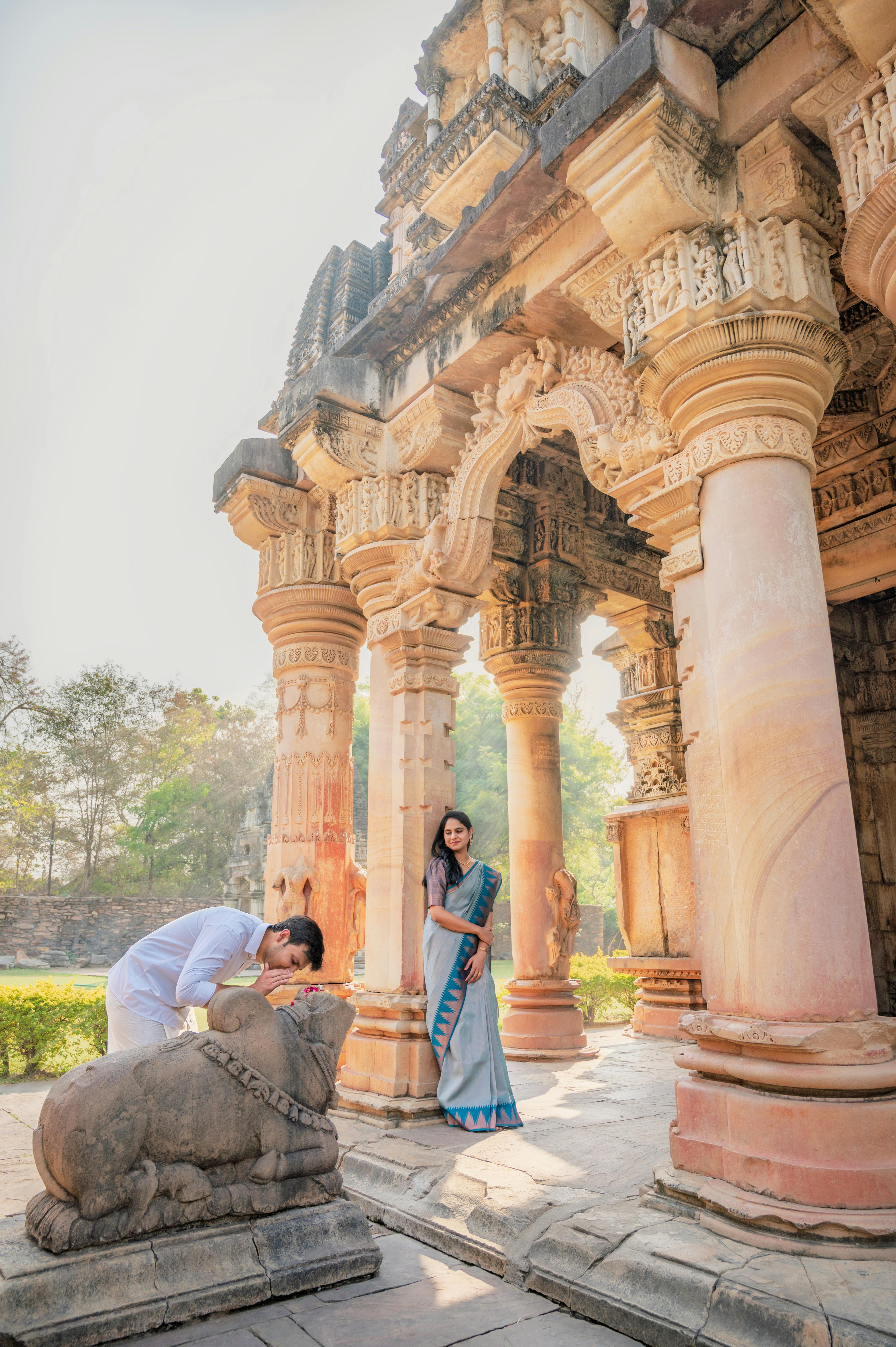 Romantic Pre-Wedding Shoot at Ancient Temple · Free Stock Photo