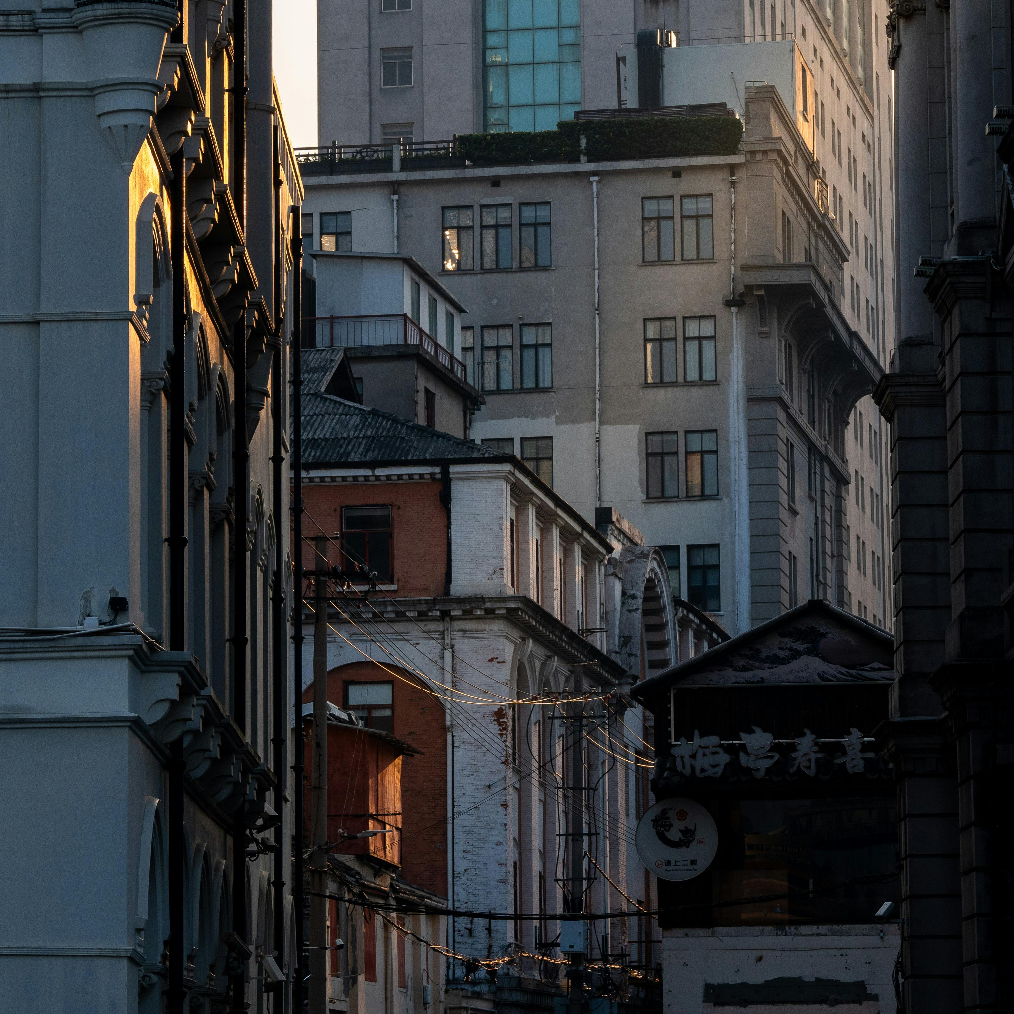 Urban Architecture at Sunset in City Alleyway · Free Stock Photo