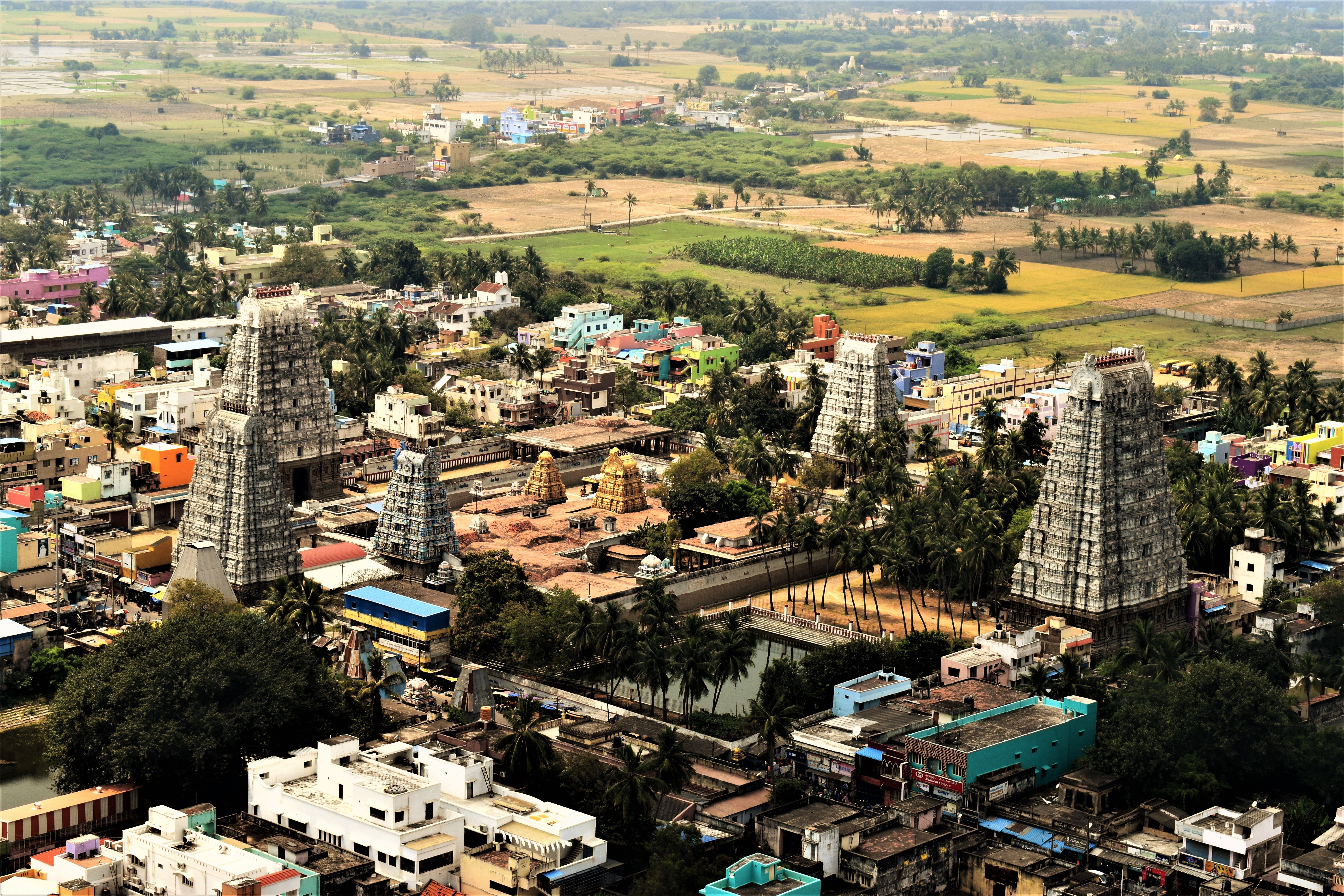 Aerial View of Indian Temple Complex in Scenic Landscape · Free Stock Photo