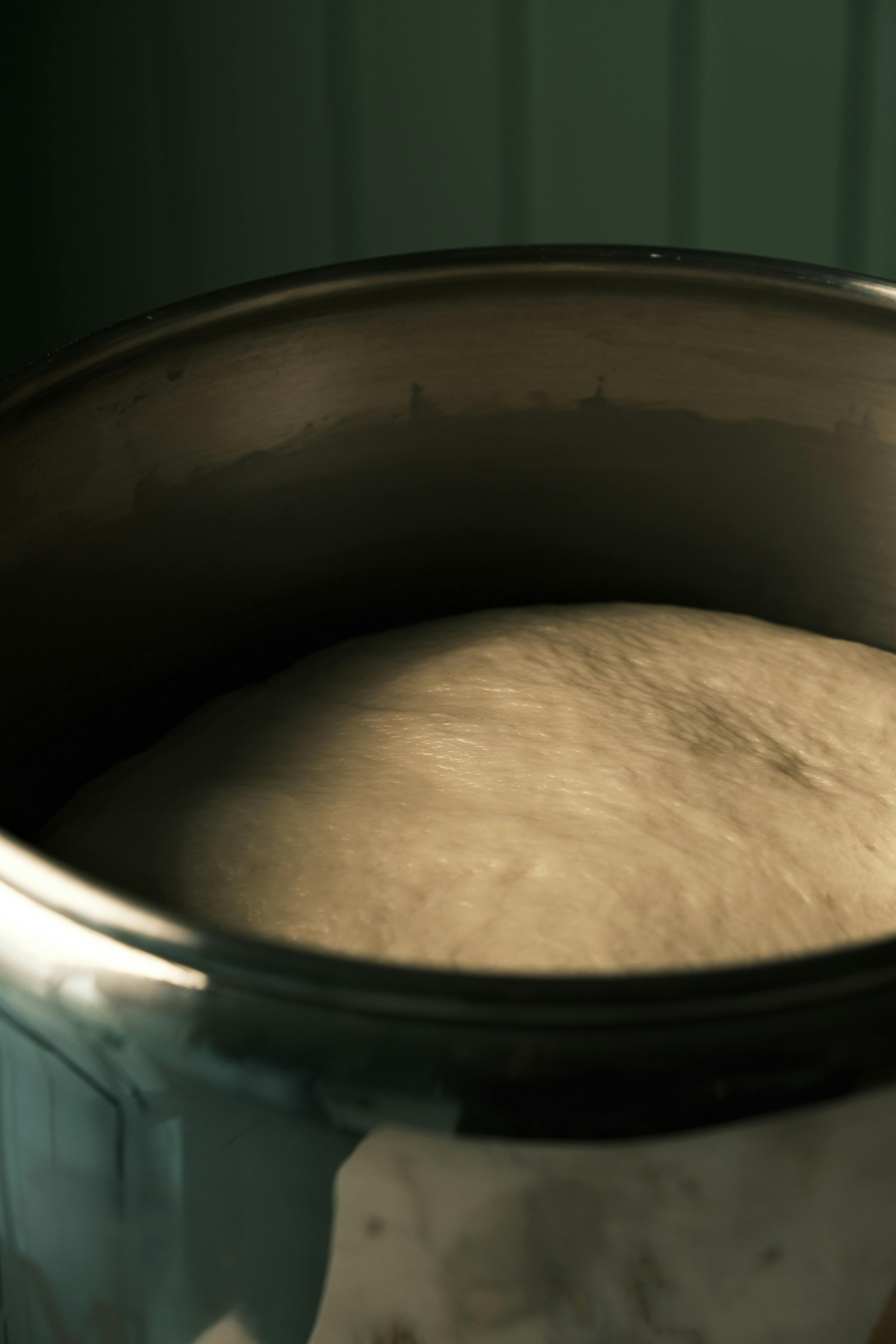 Rising Bread Dough in Metal Bowl · Free Stock Photo