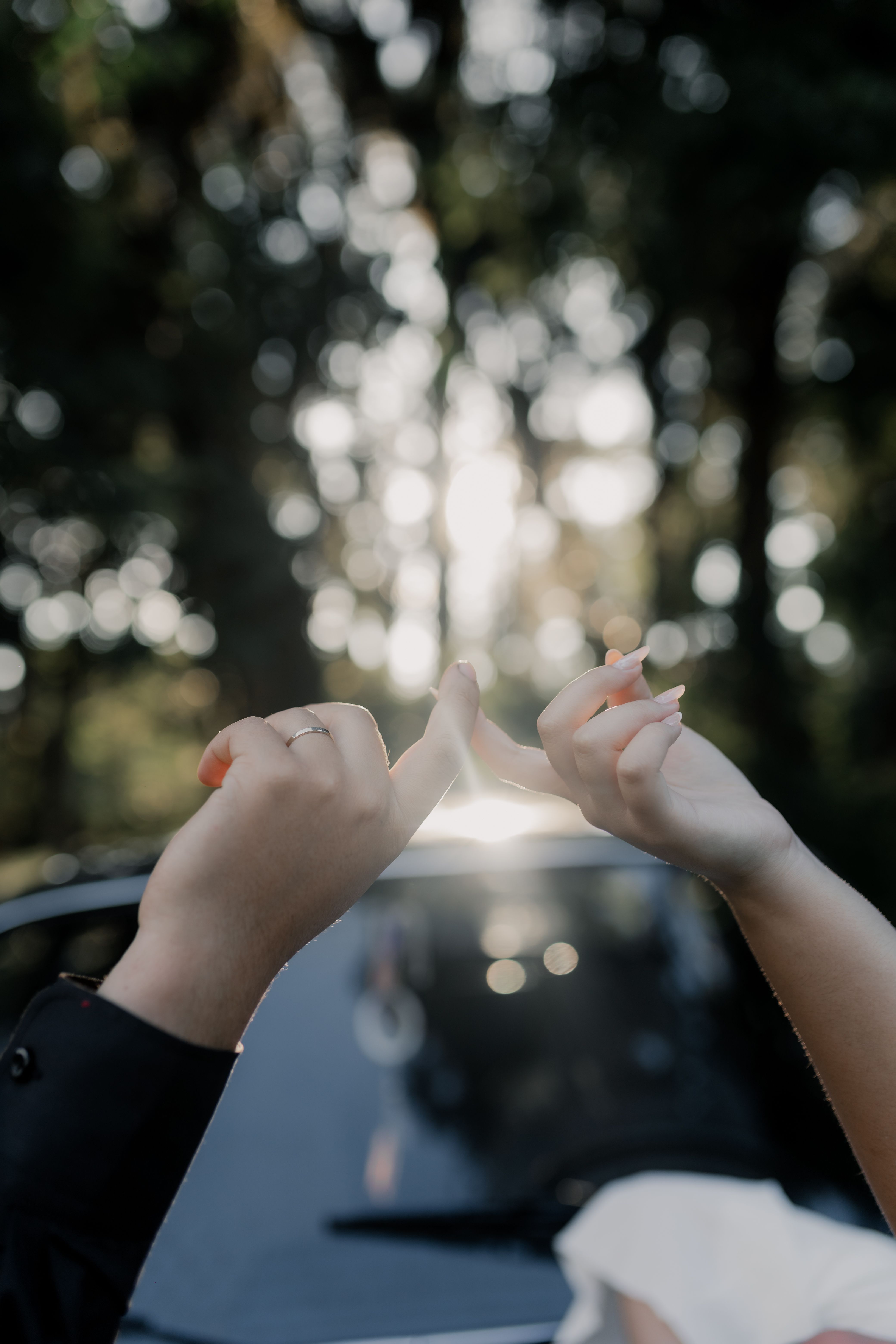 Close-up of Two Hands Pinky Promise Outdoors · Free Stock Photo