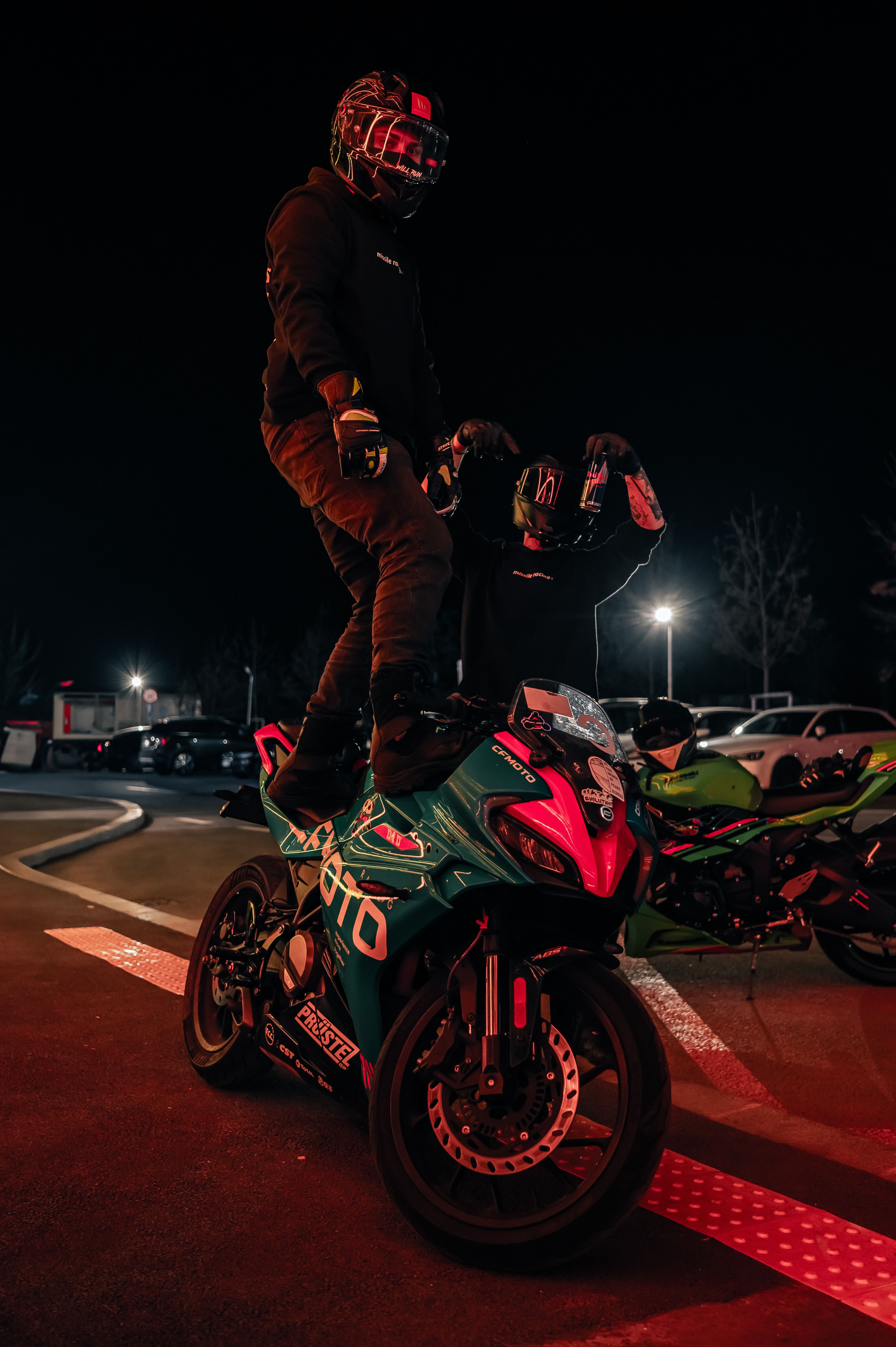 Motorcyclist Performing Stunt at Night · Free Stock Photo