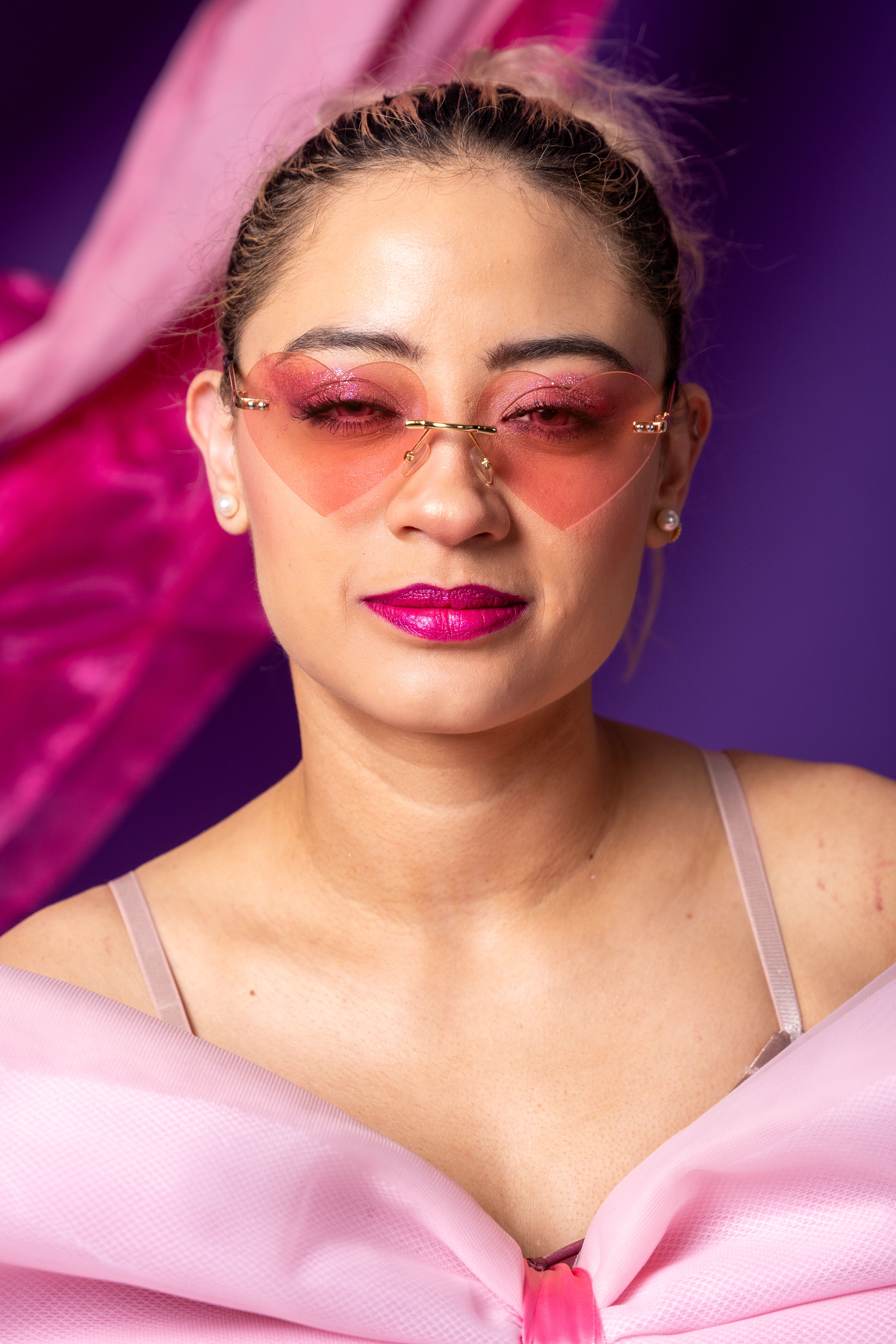 Stylish Latina Woman in Pink Fashion Portrait · Free Stock Photo