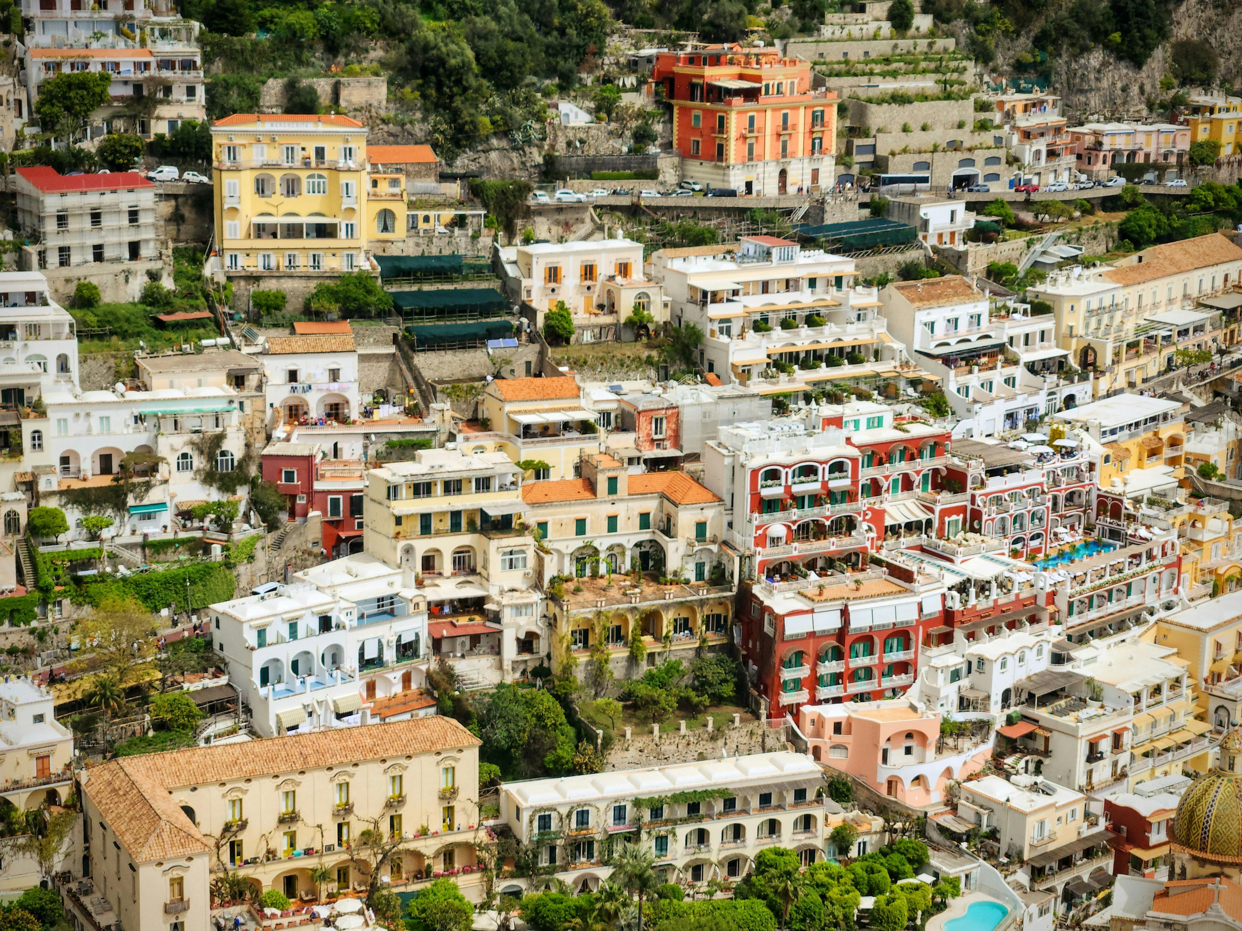 Aerial view of colorful Positano buildings · Free Stock Photo