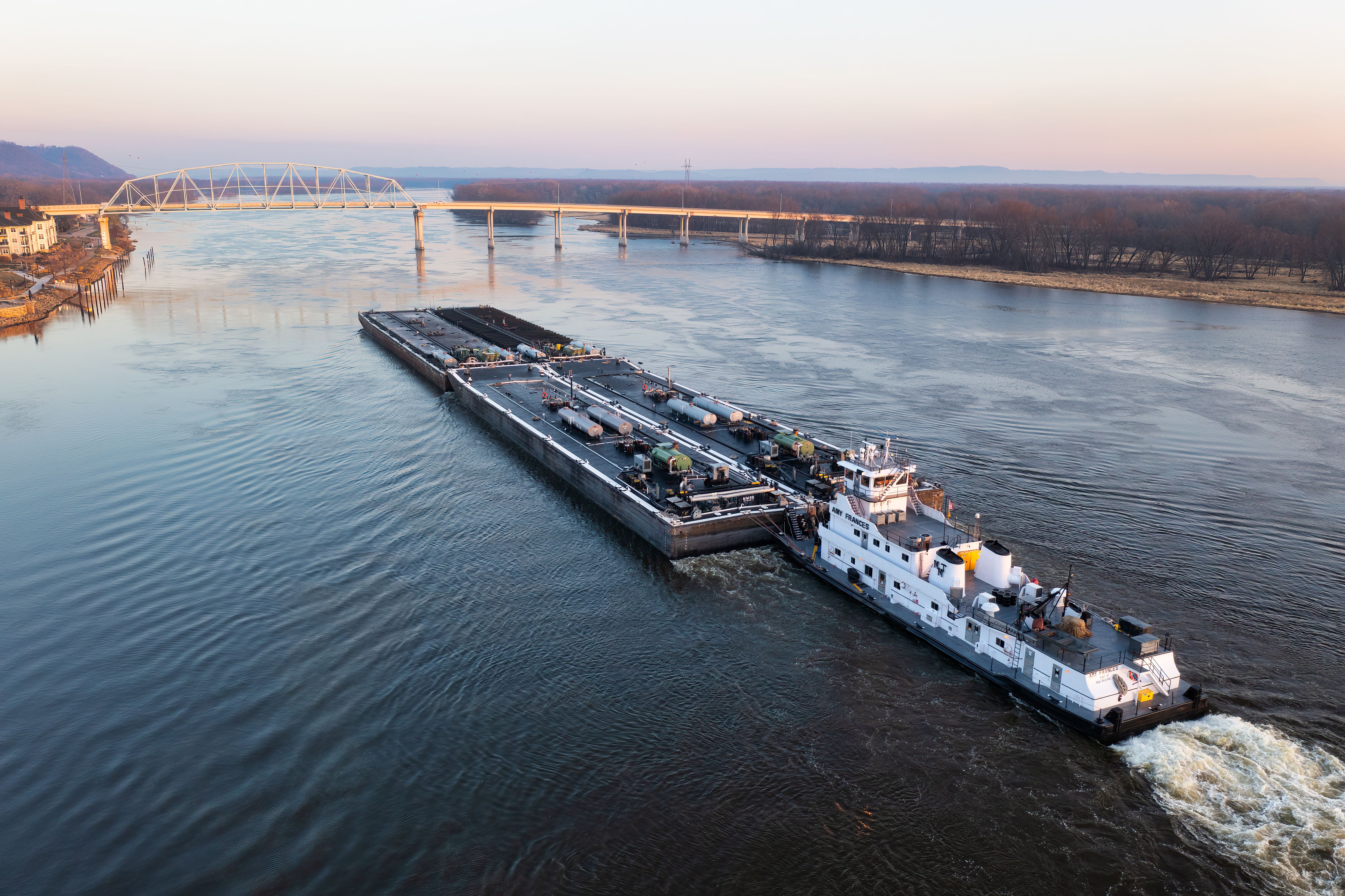 Aerial View of Barge on Mississippi River · Free Stock Photo
