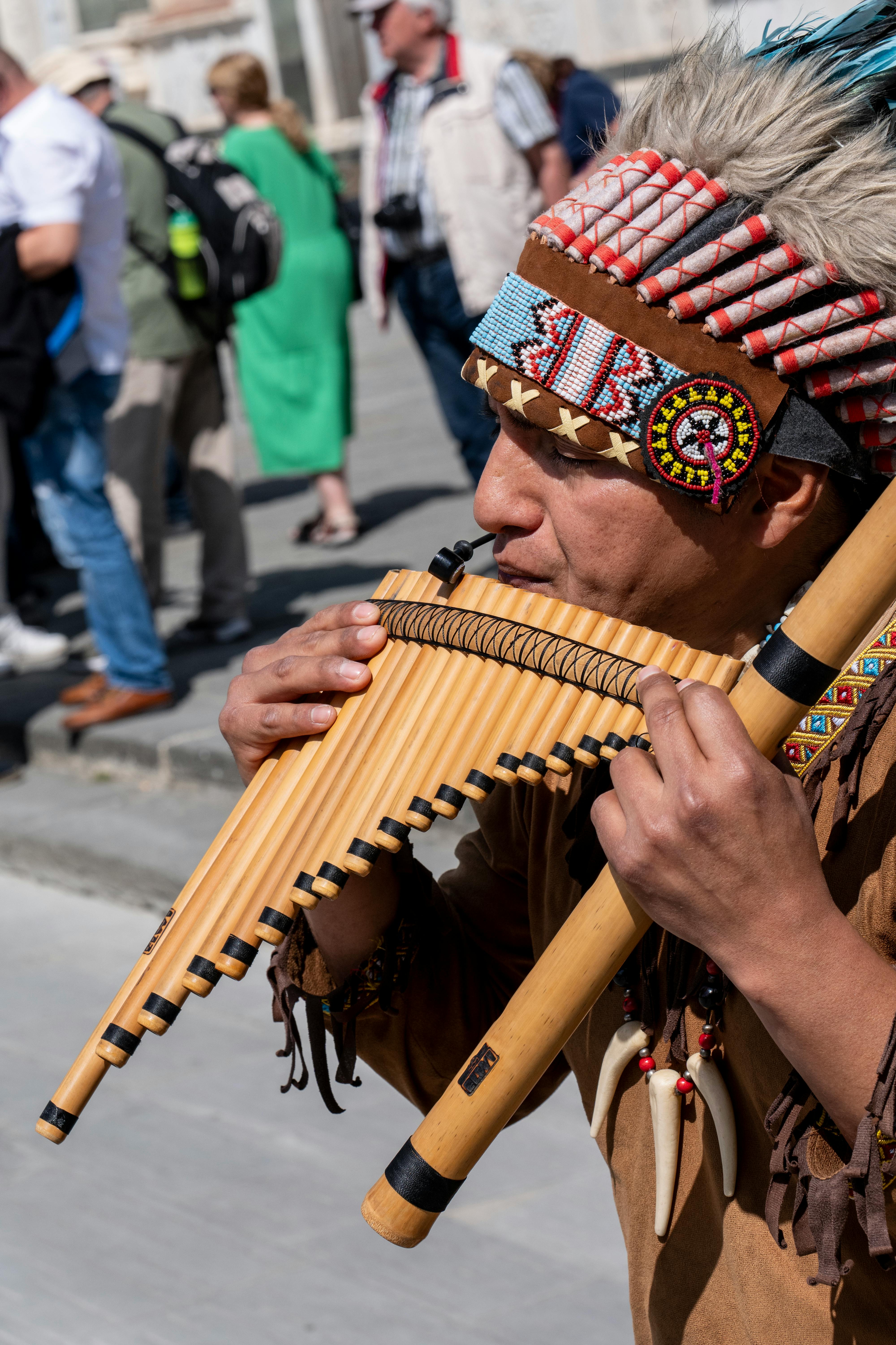Street Performer Playing Pan Flute in Florence · Free Stock Photo