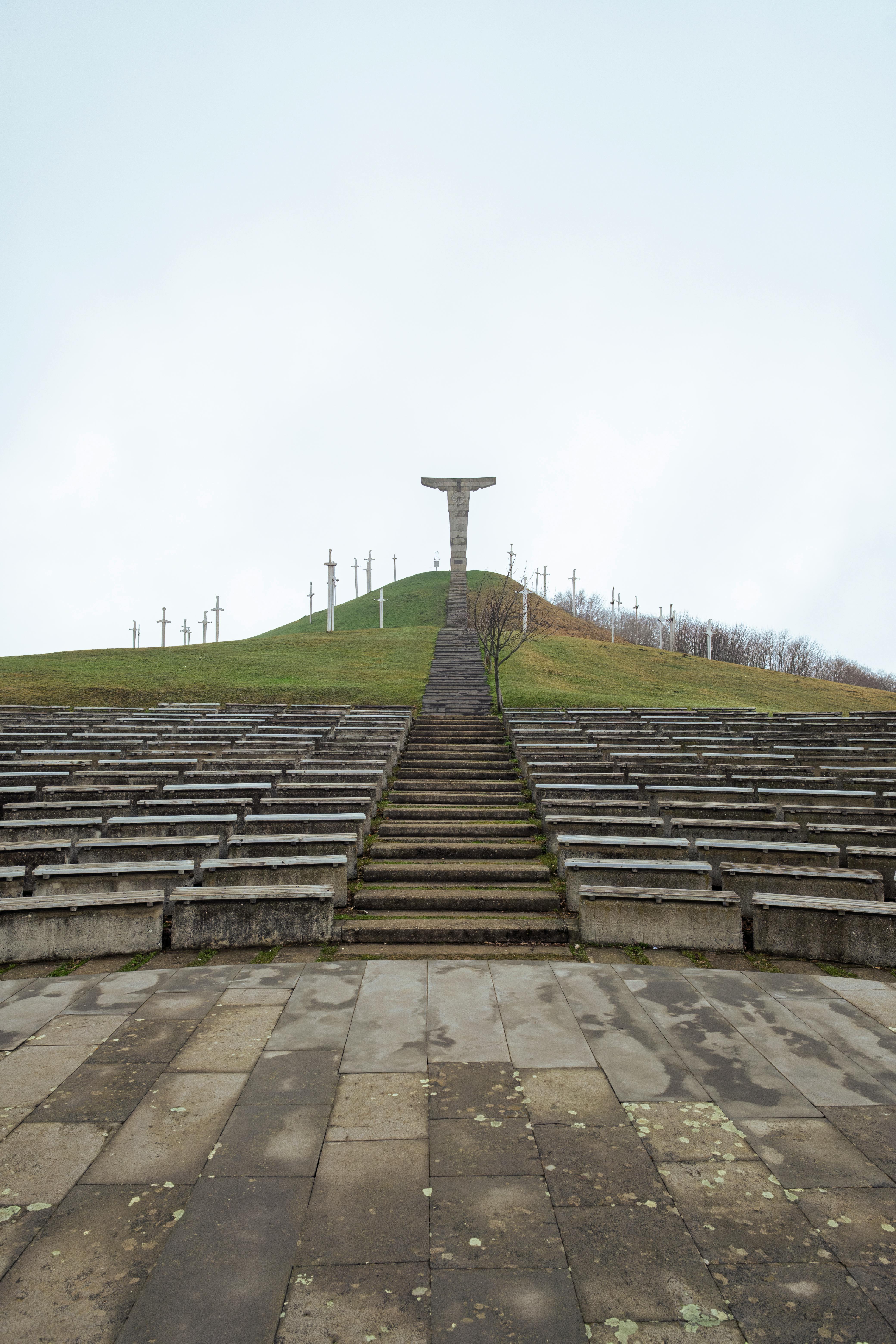 Rustavi City Park Amphitheater and Cross in Winter · Free Stock Photo
