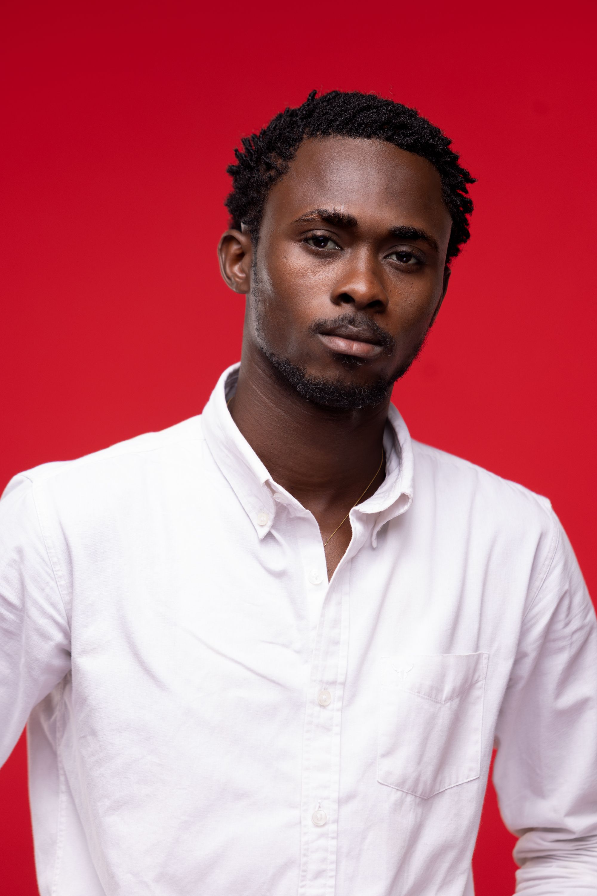 Portrait of a Young Man Against Red Background · Free Stock Photo