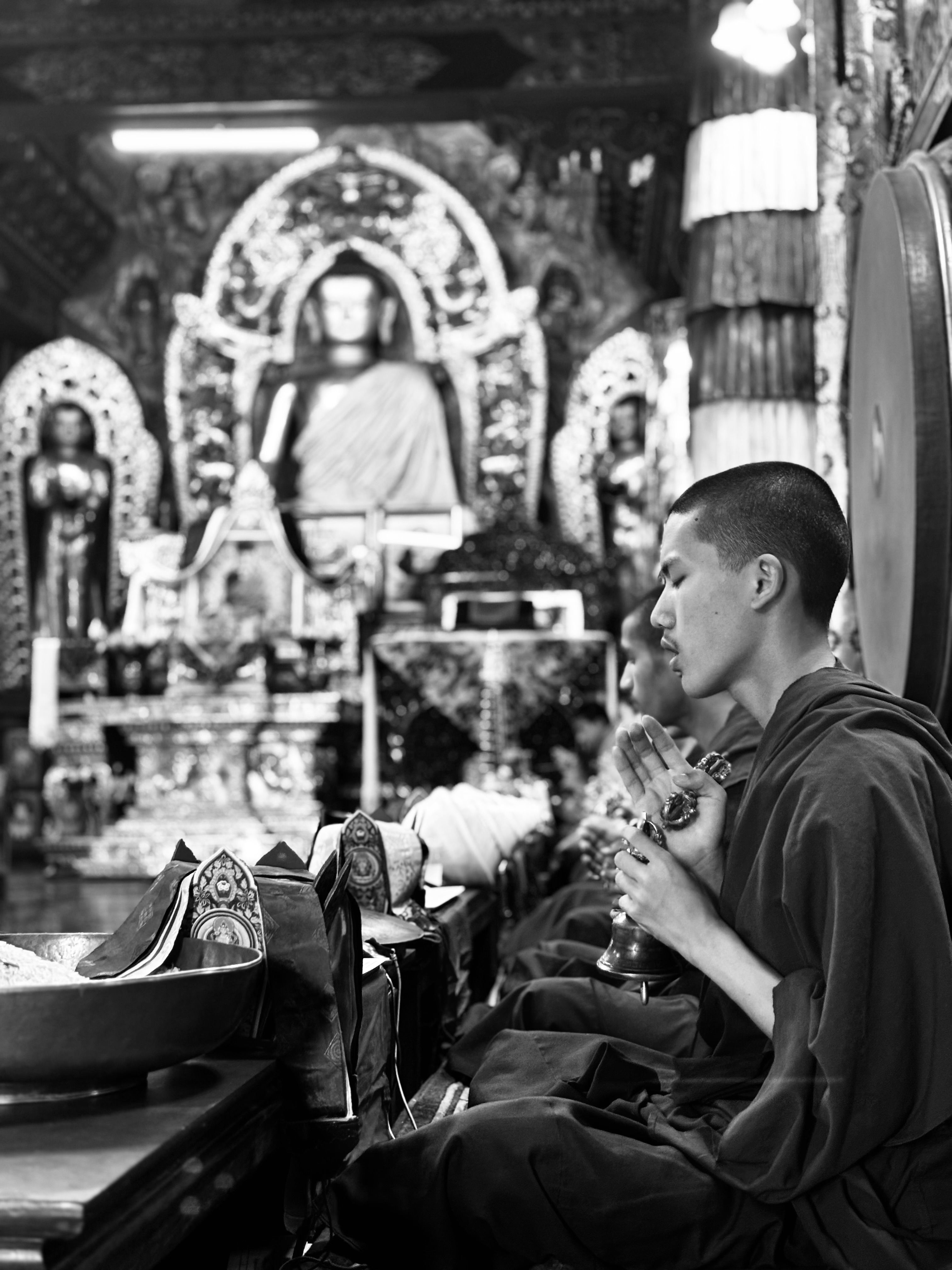 Monks Praying in a Buddhist Monastery · Free Stock Photo