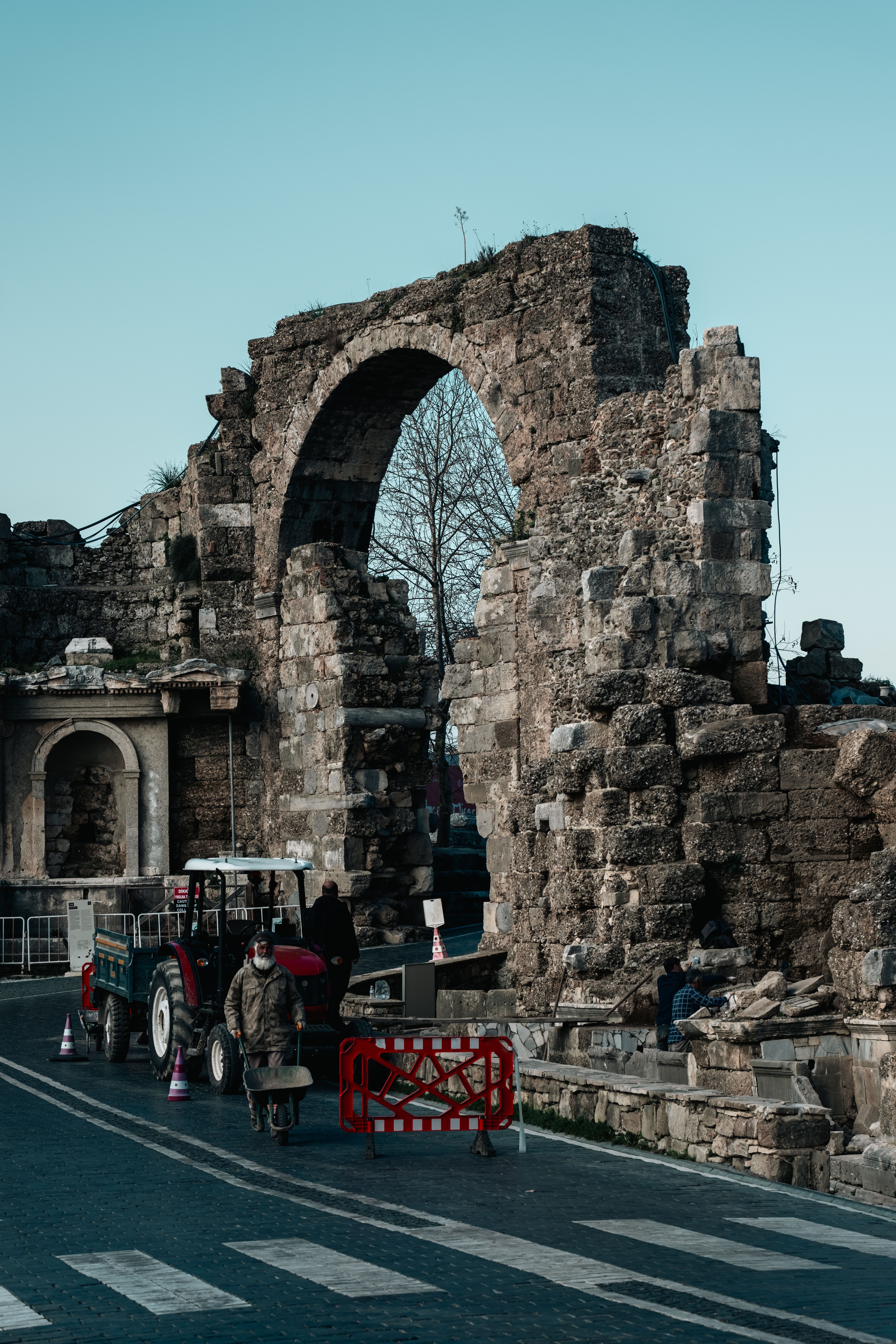 Ancient Roman Archway with Tractor in Turkey · Free Stock Photo