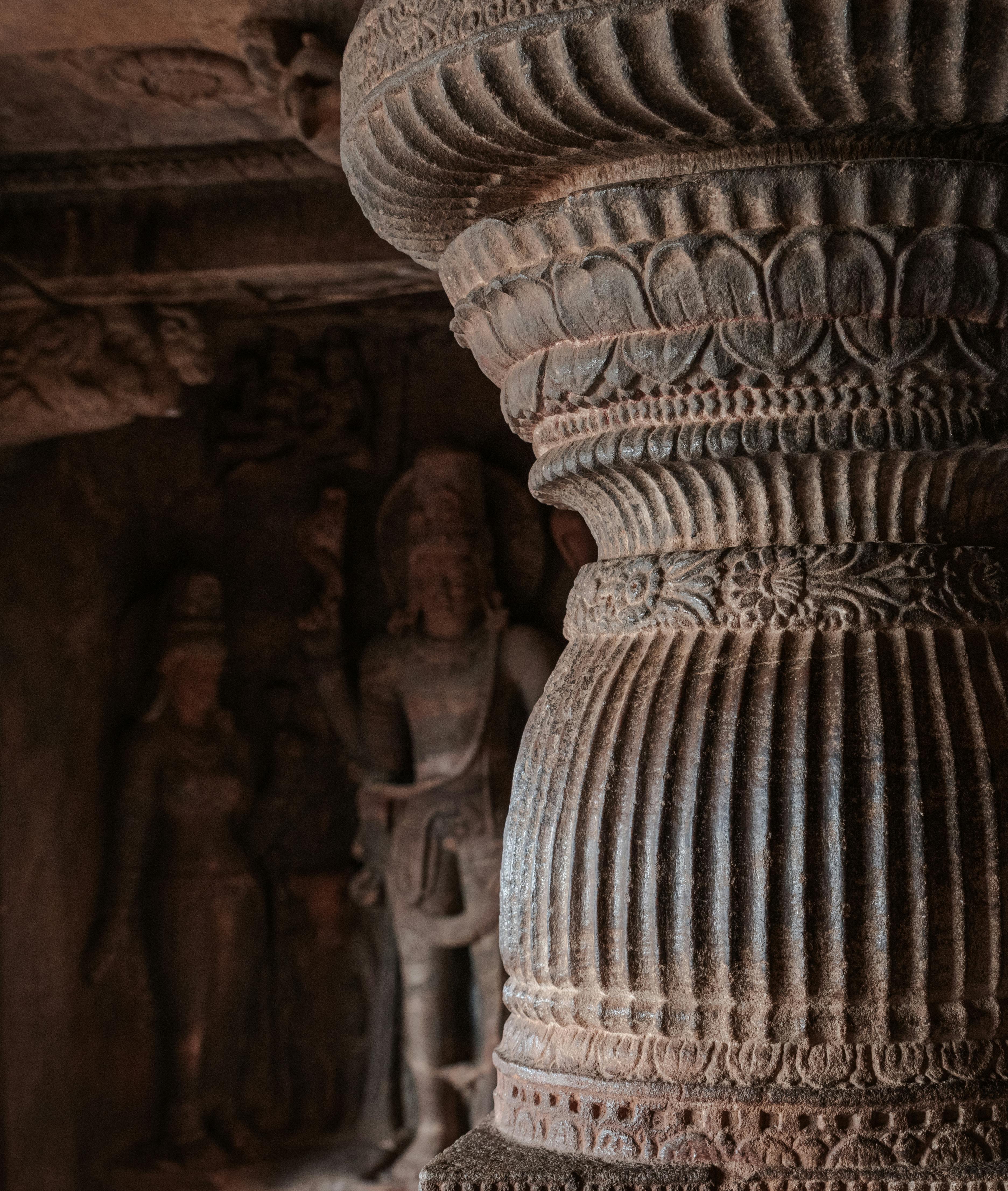 Intricate Stone Carving at Badami Cave Temples · Free Stock Photo