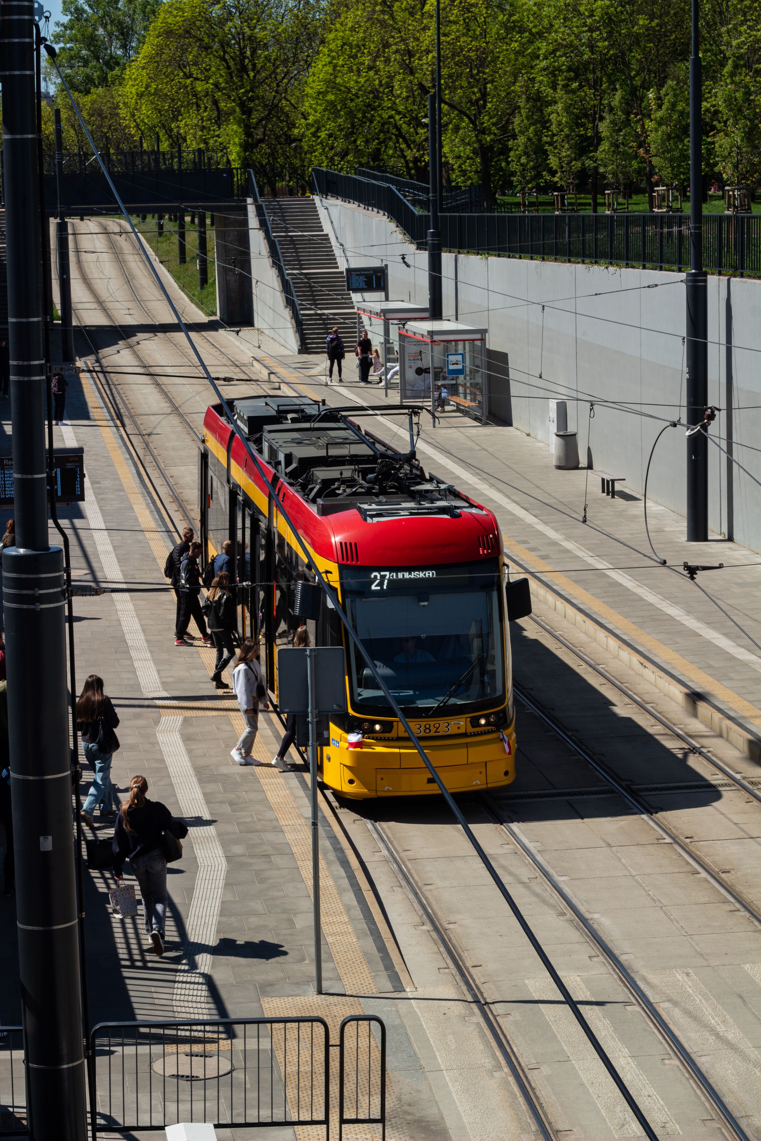 Red and Yellow Tram at City Tram Station · Free Stock Photo