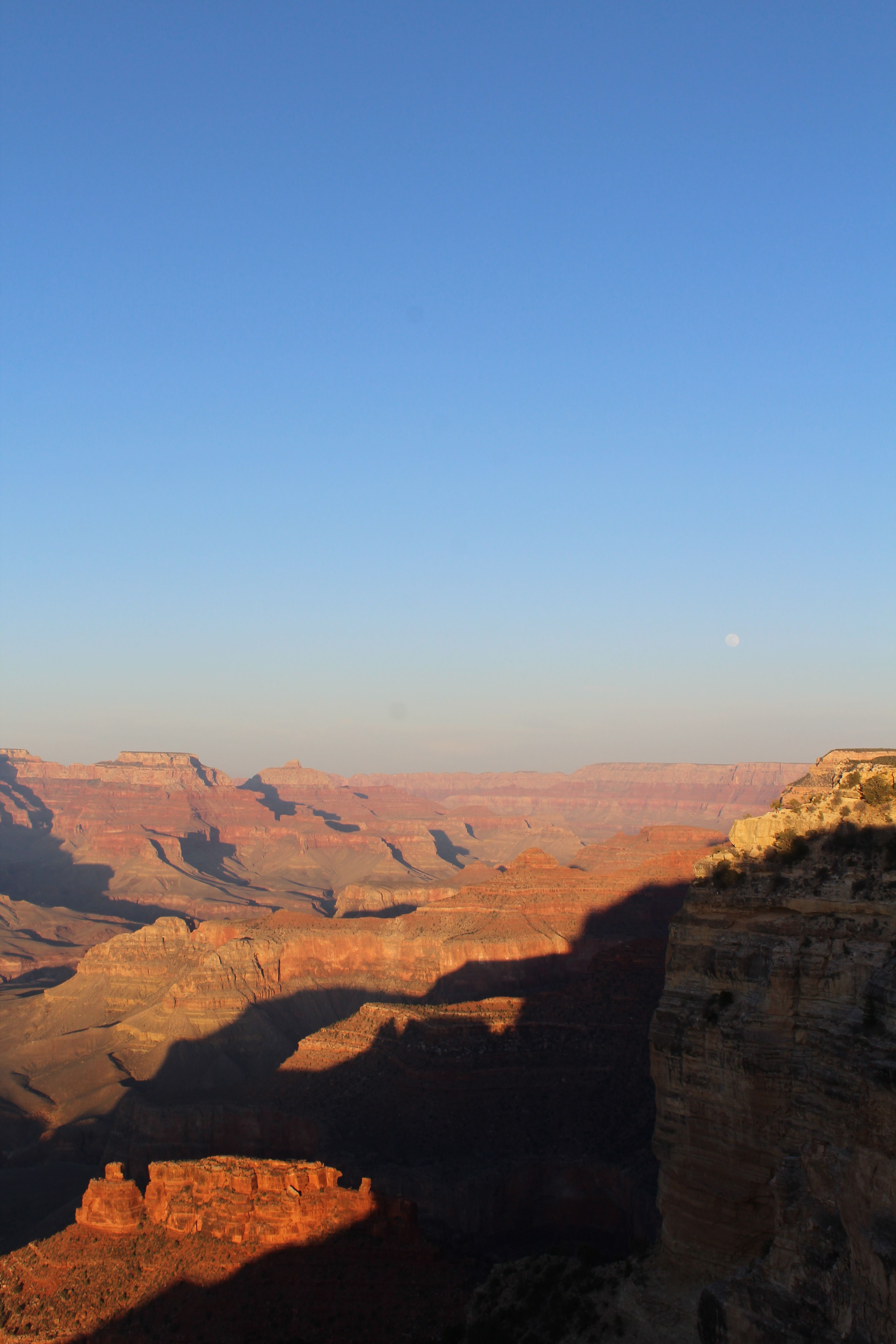 Grand Canyon at Golden Hour with Moon · Free Stock Photo