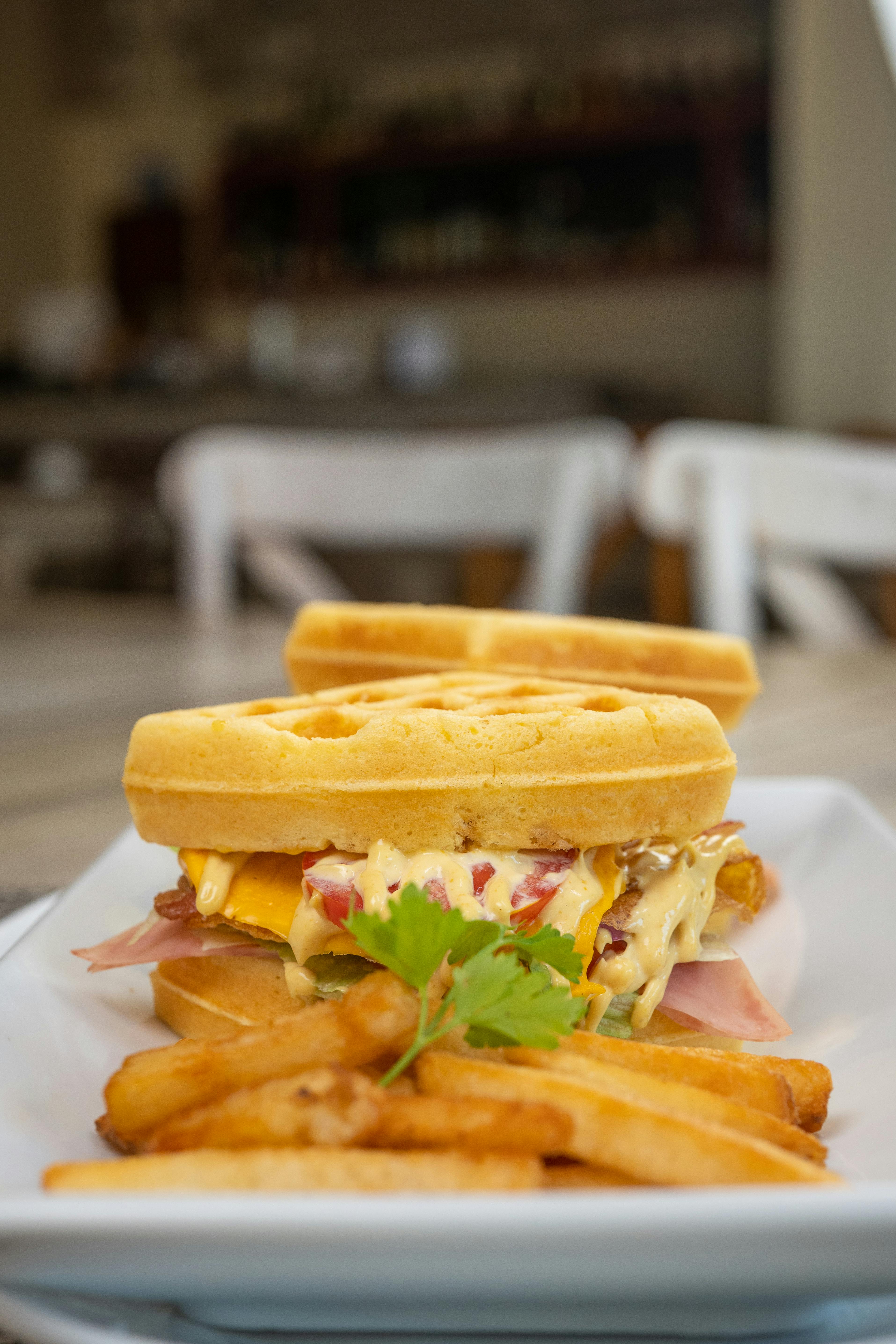 Delicious Sandwich with Waffle Bread in Mexican Cafe · Free Stock Photo