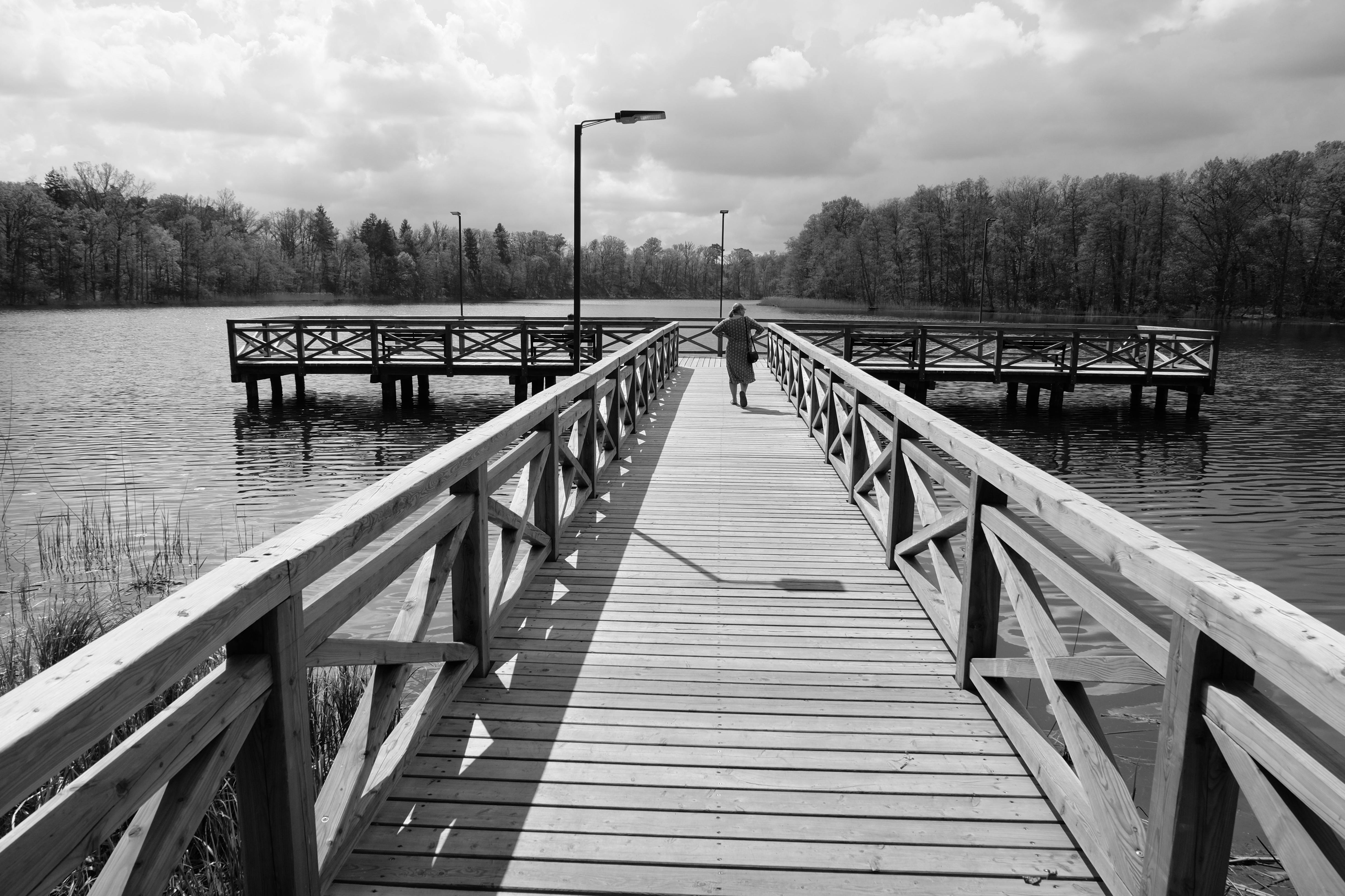 Serene Lakeside Pier with Wooden Walkway · Free Stock Photo