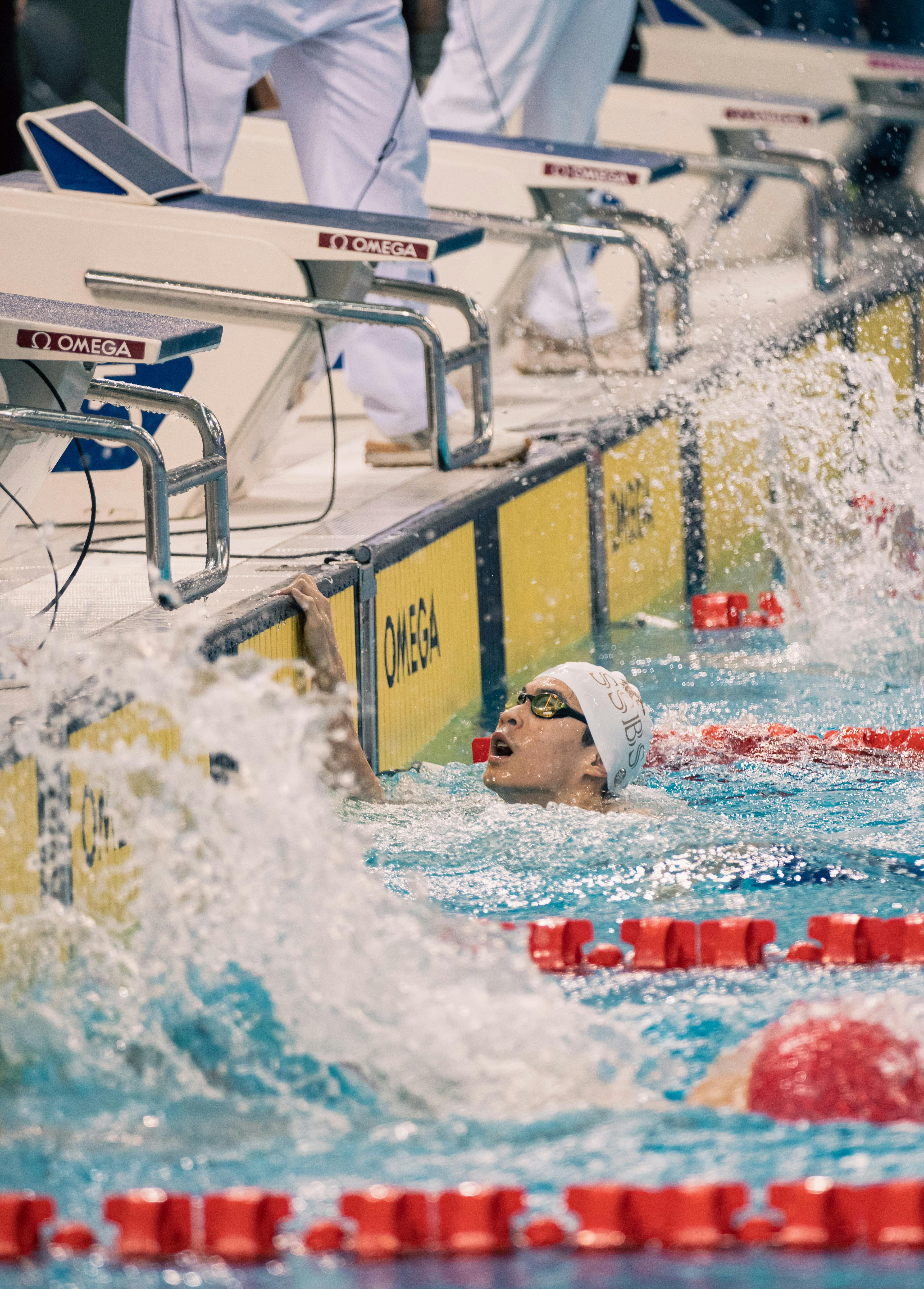 Competitive Swimming Finish Line Focus · Free Stock Photo