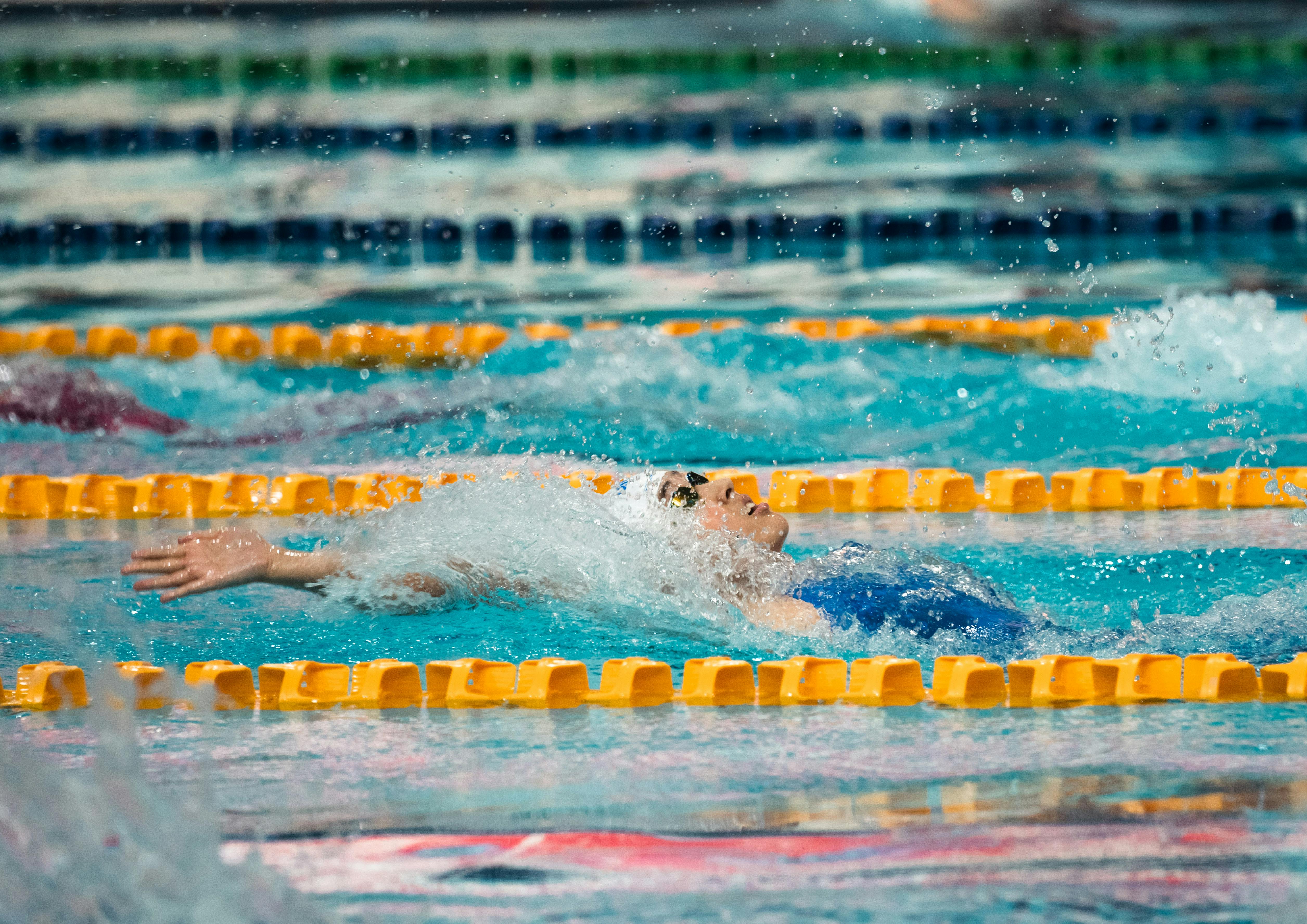 Competitive Swimmer in Backstroke Race · Free Stock Photo