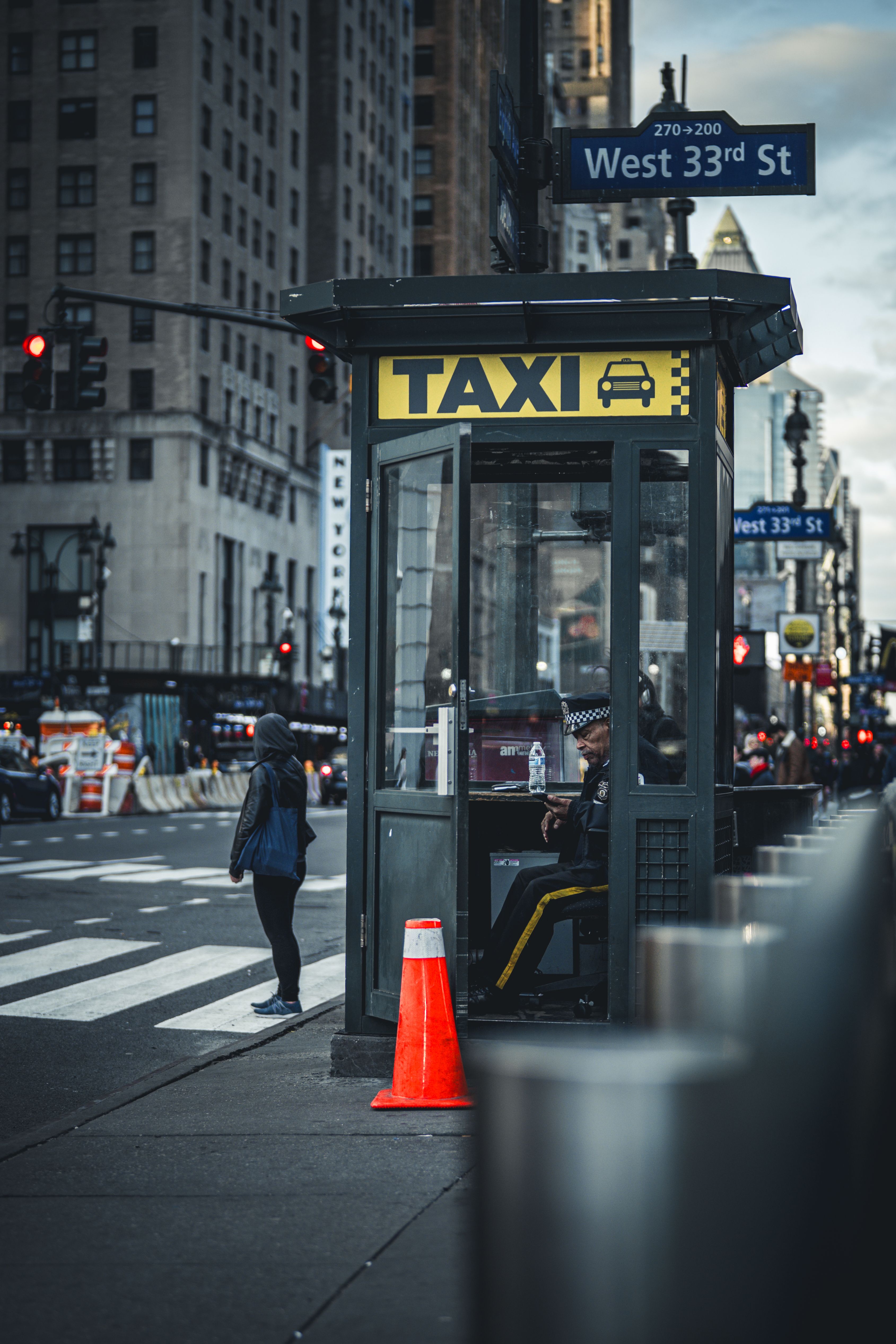Taxi Booth in New York City Street Scene · Free Stock Photo