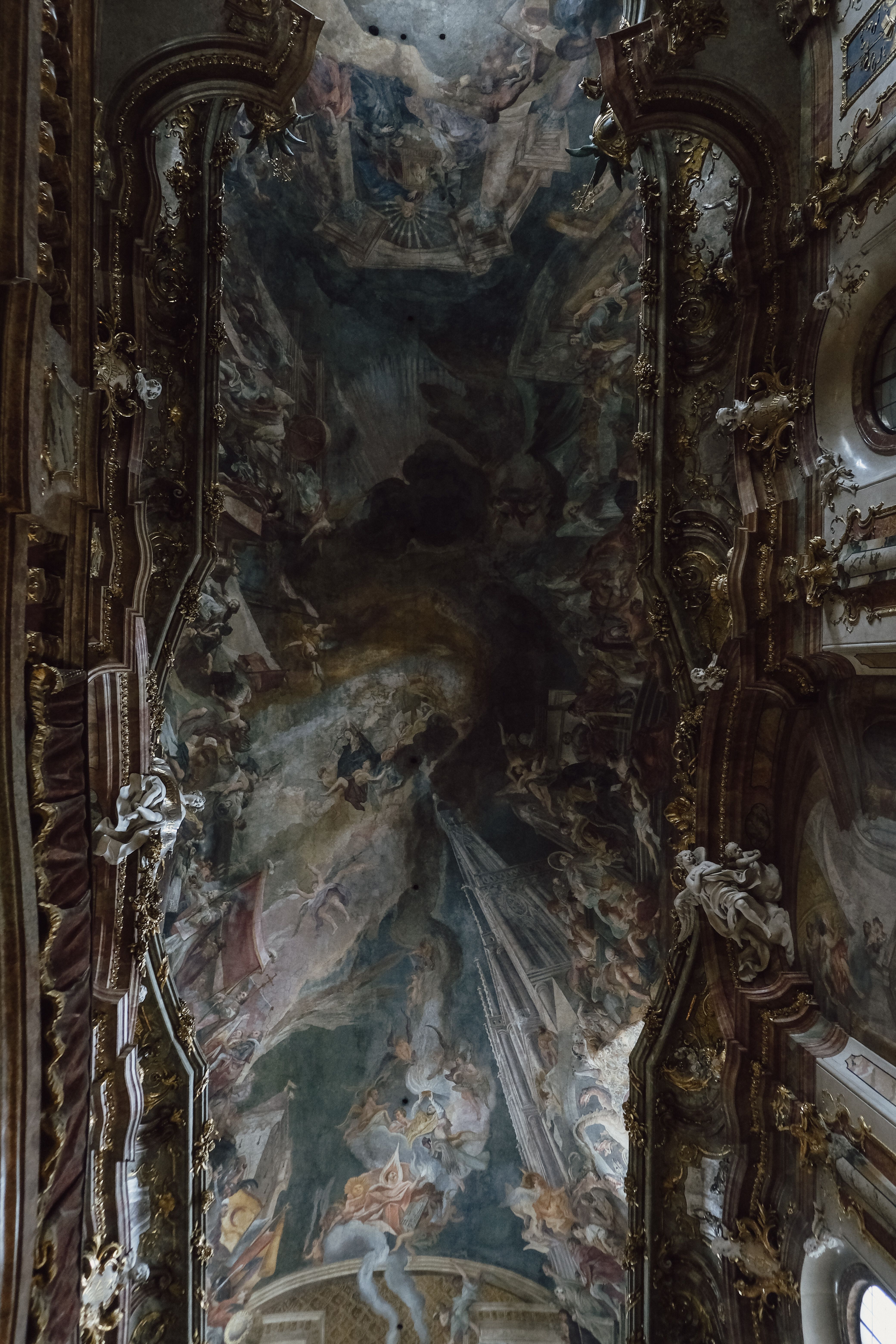 Baroque Church Ceiling with Elaborate Frescoes · Free Stock Photo