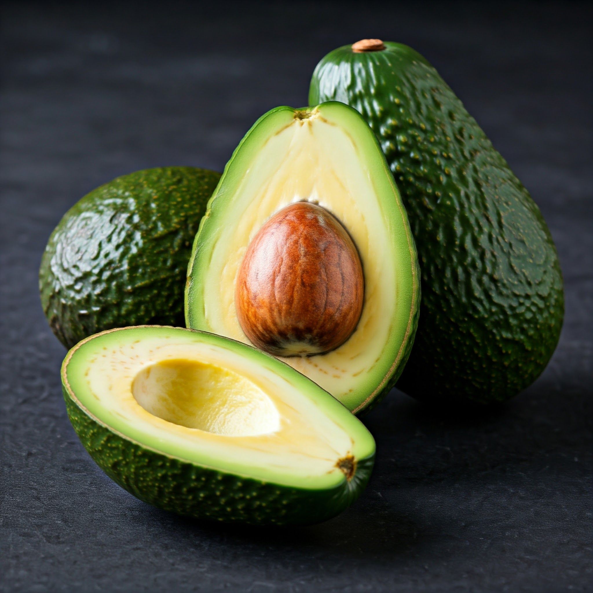 Fresh Ripe Avocado Halves on Dark Background · Free Stock Photo