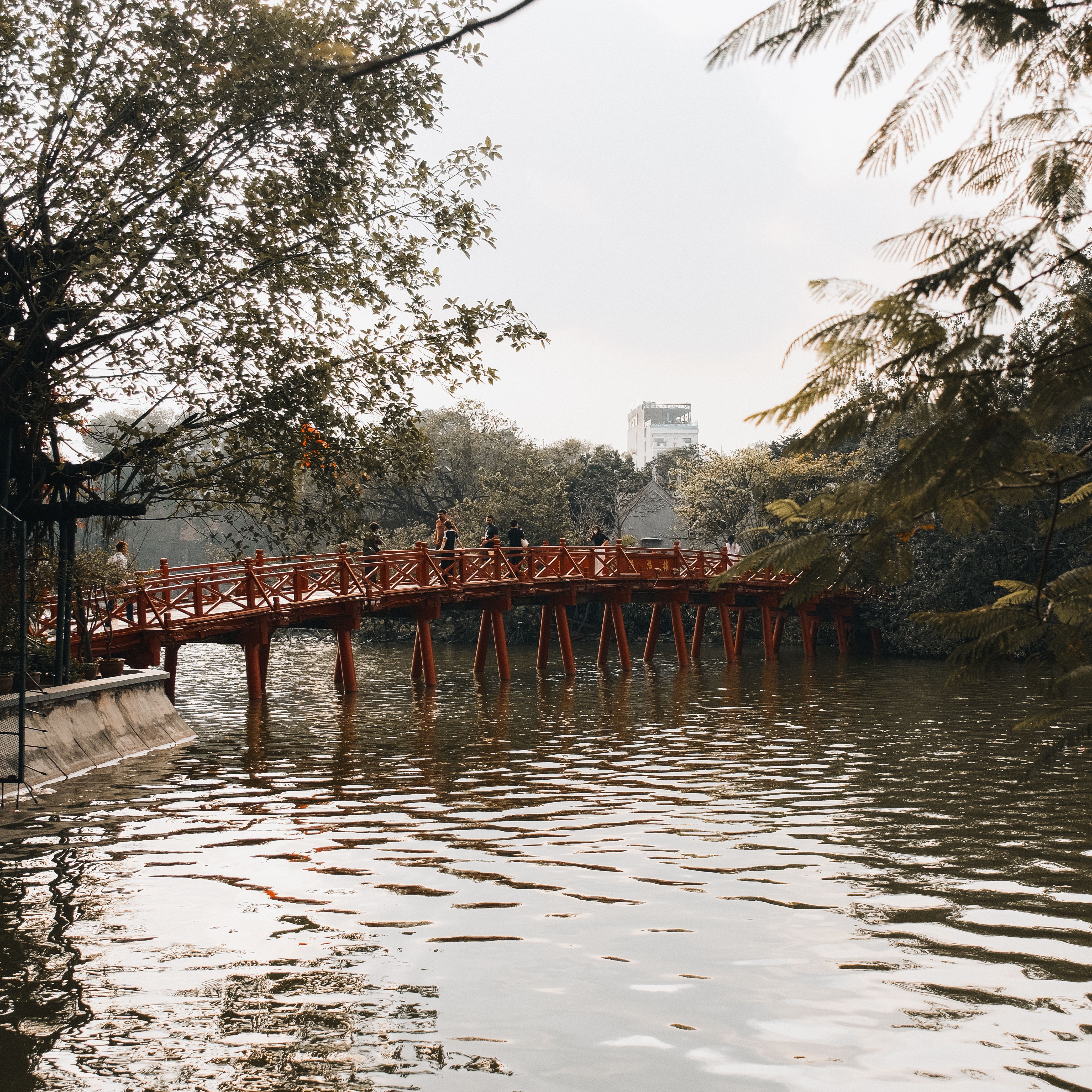 Iconic Red Bridge in Hanoi, Vietnam Reflection · Free Stock Photo
