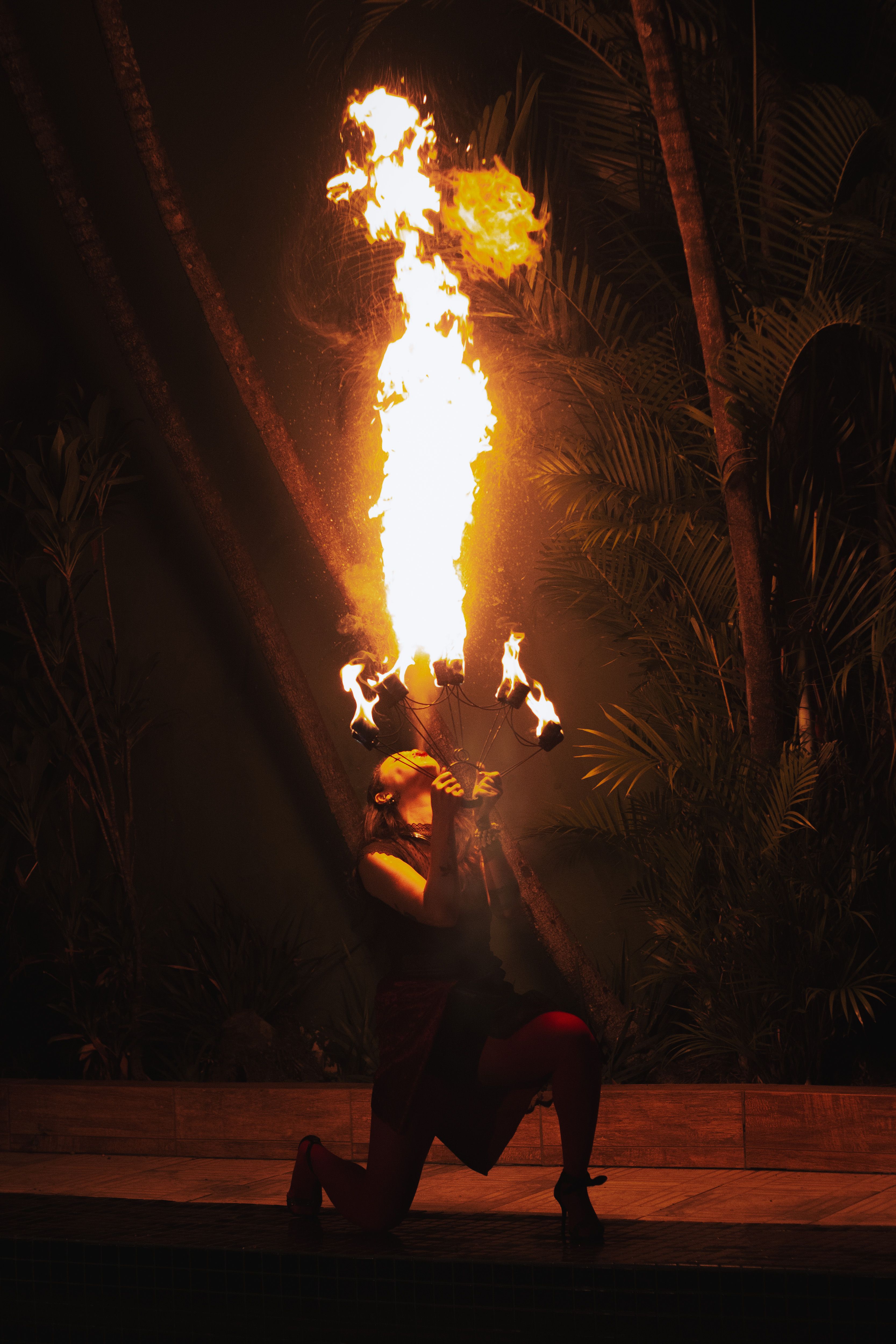 Fire Performer Flares Up the Night in São Paulo · Free Stock Photo