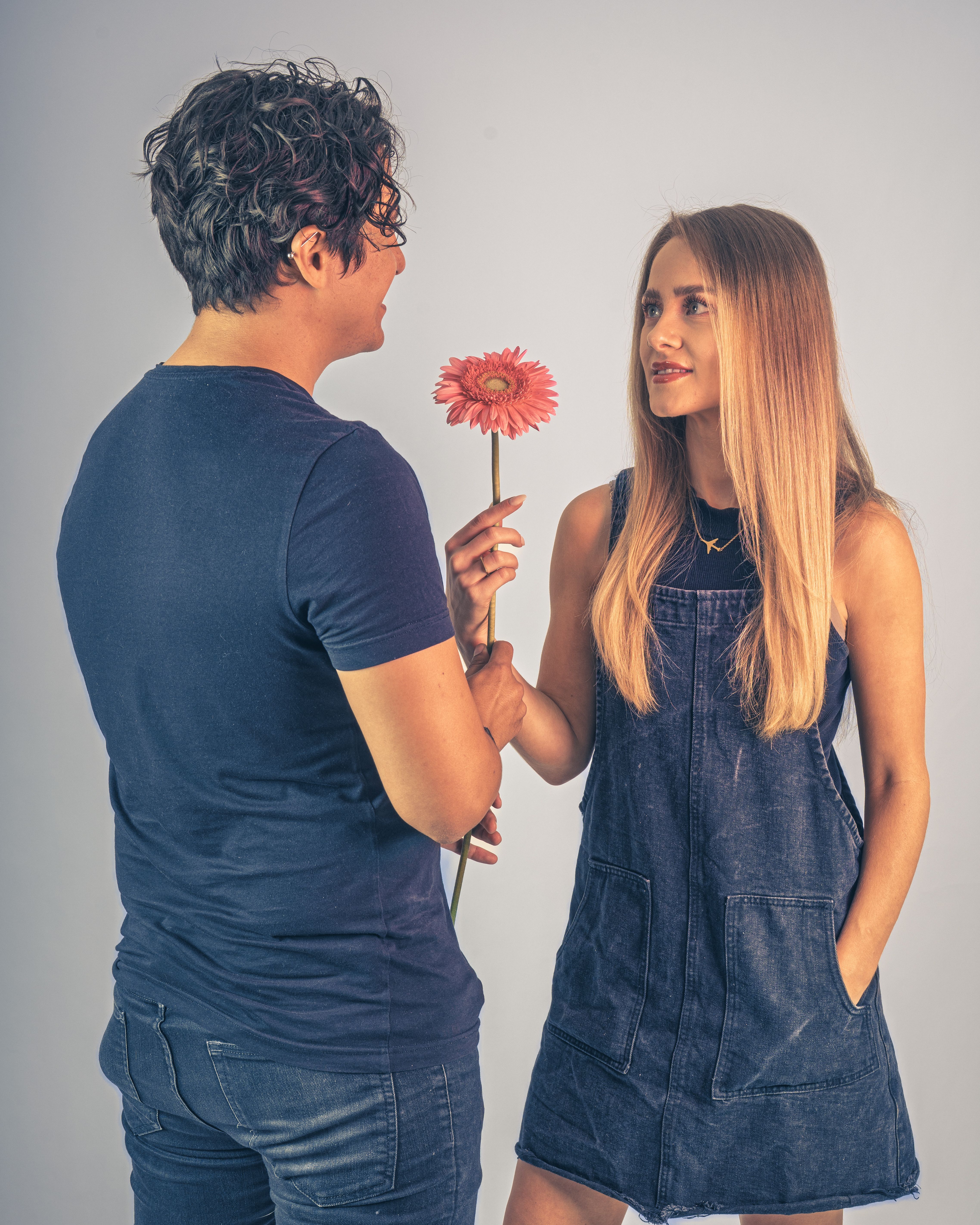 Young Couple Sharing a Flower Gift in Buenos Aires · Free Stock Photo
