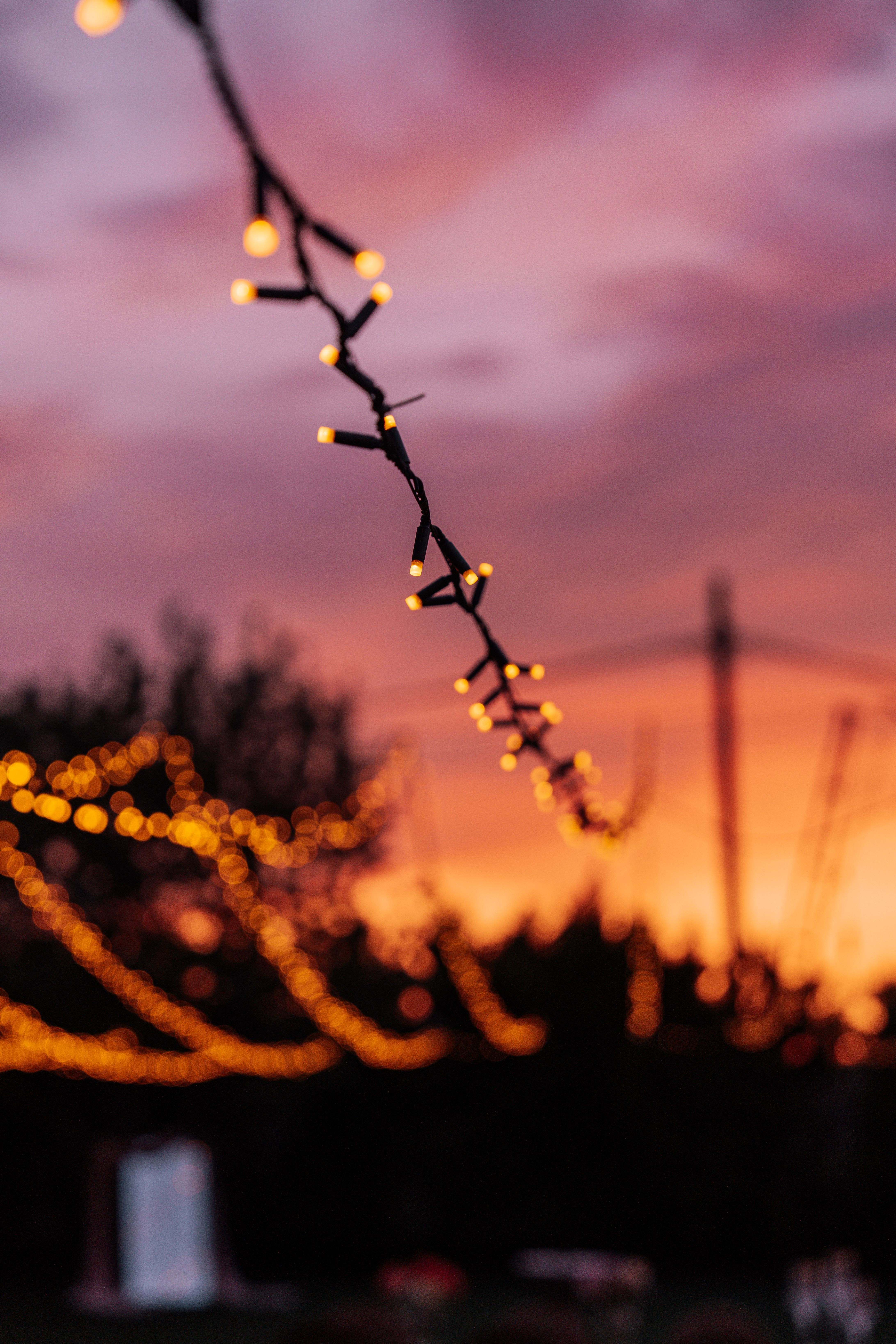 Enchanting Sunset with String Lights in Bursa · Free Stock Photo