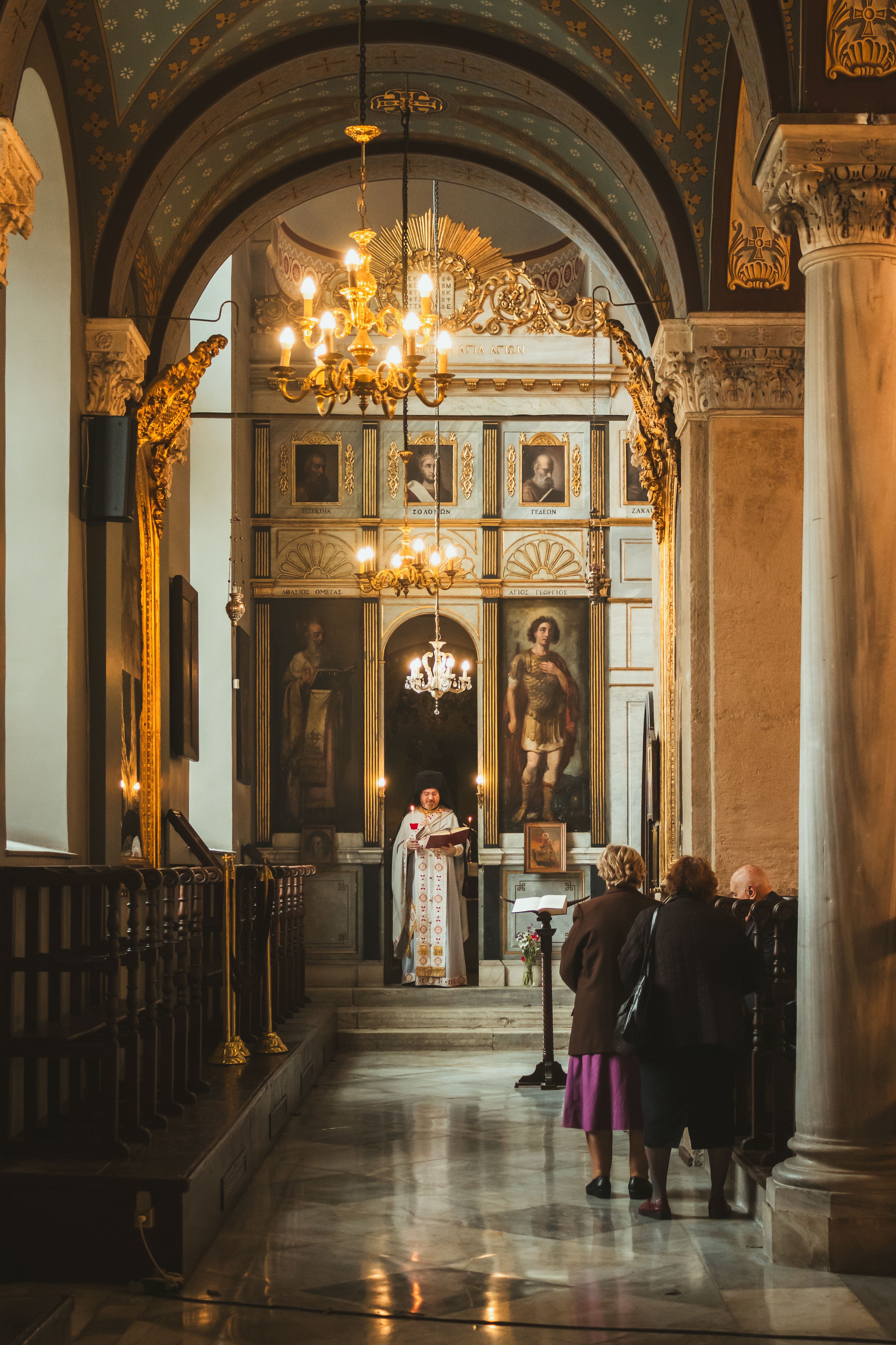Historic Church Interior in Istanbul with Priest · Free Stock Photo