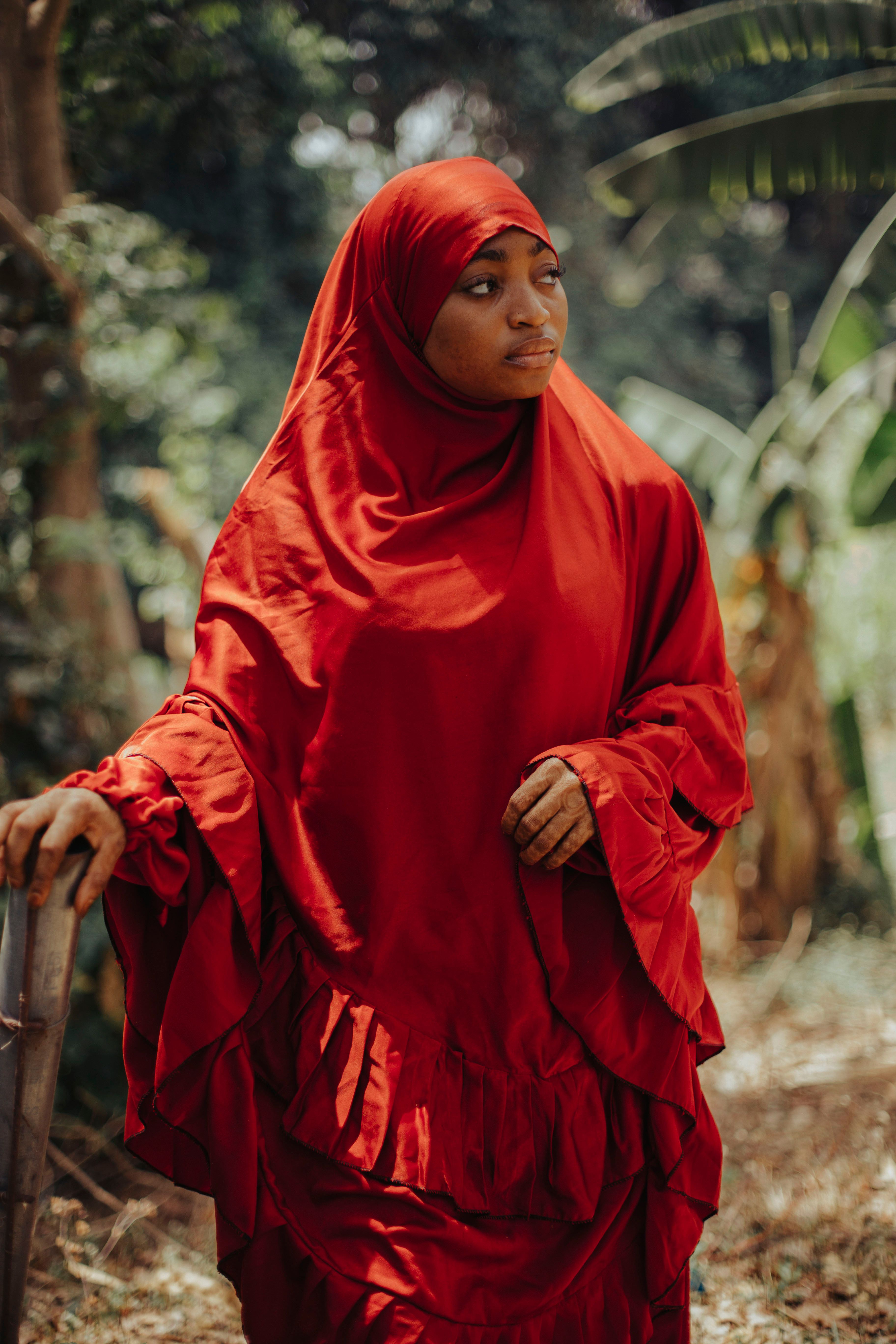 Portrait of Woman in Red Hijab Outdoors · Free Stock Photo