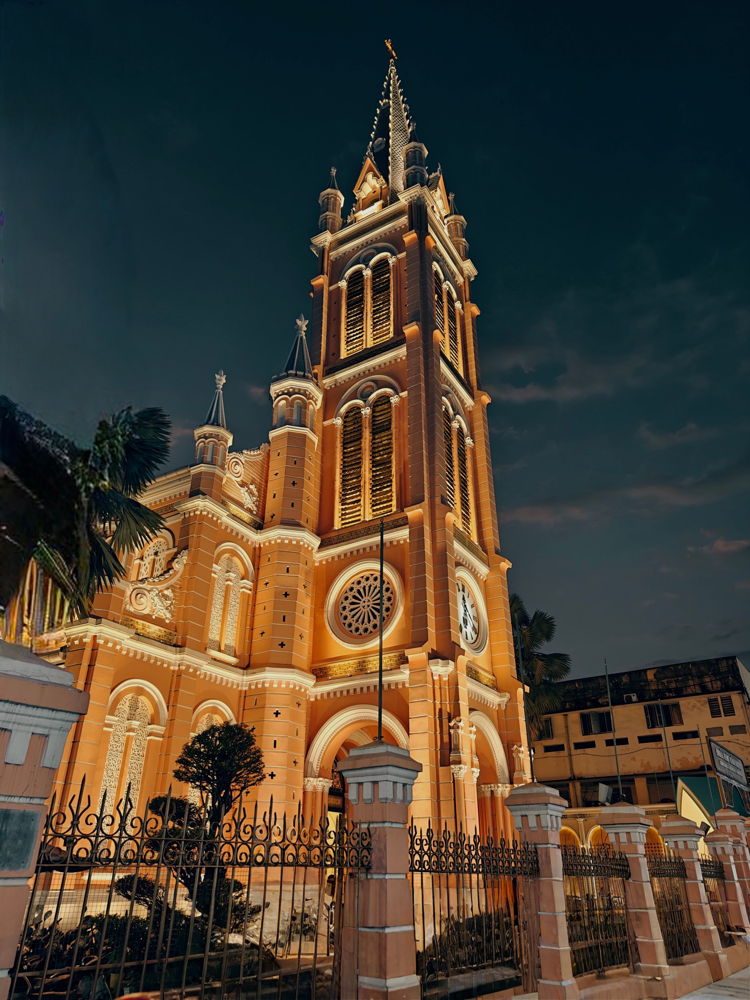 Illuminated Gothic Cathedral at Night · Free Stock Photo