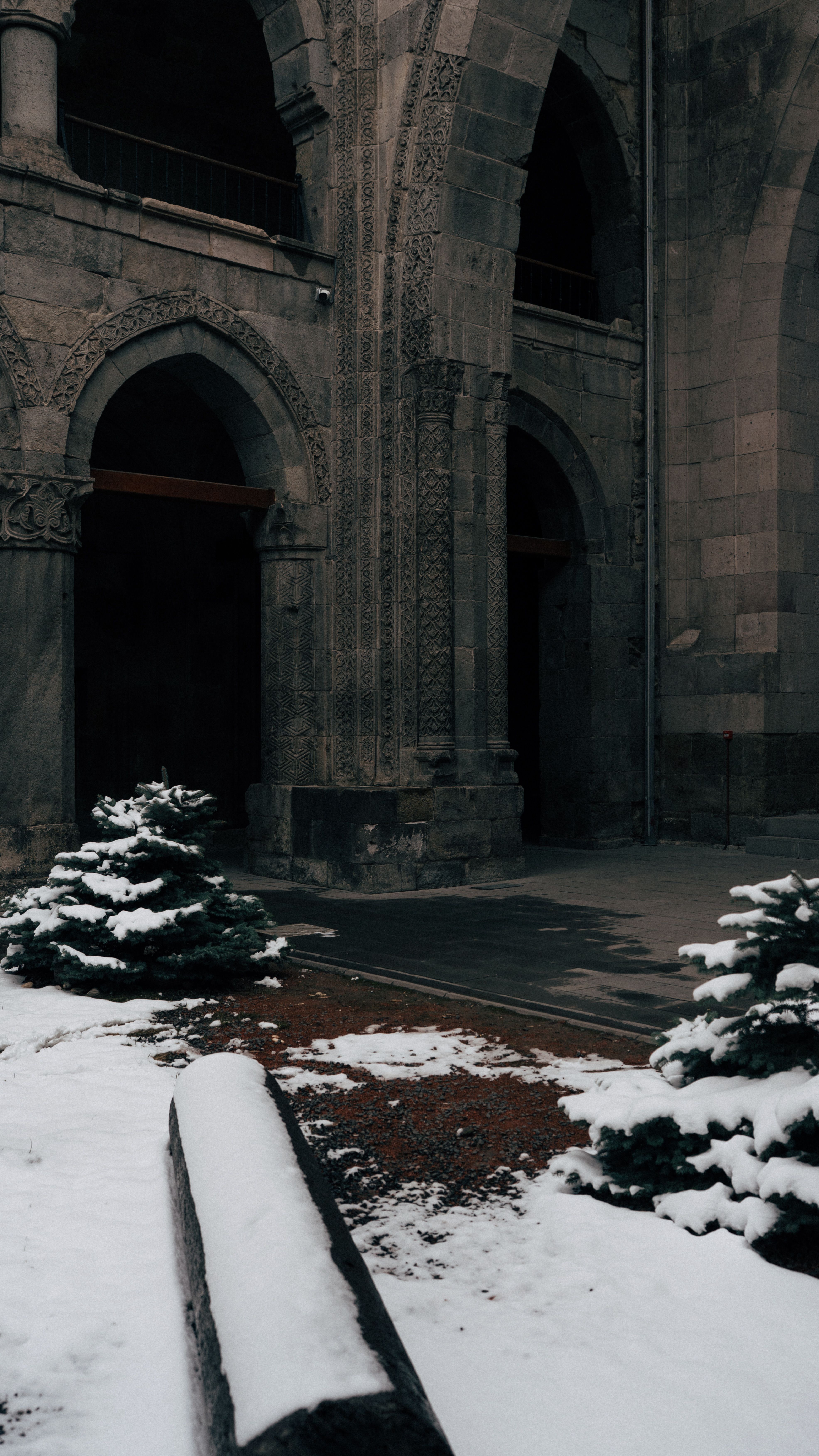 Historic Snow-Covered Architecture in Winter · Free Stock Photo