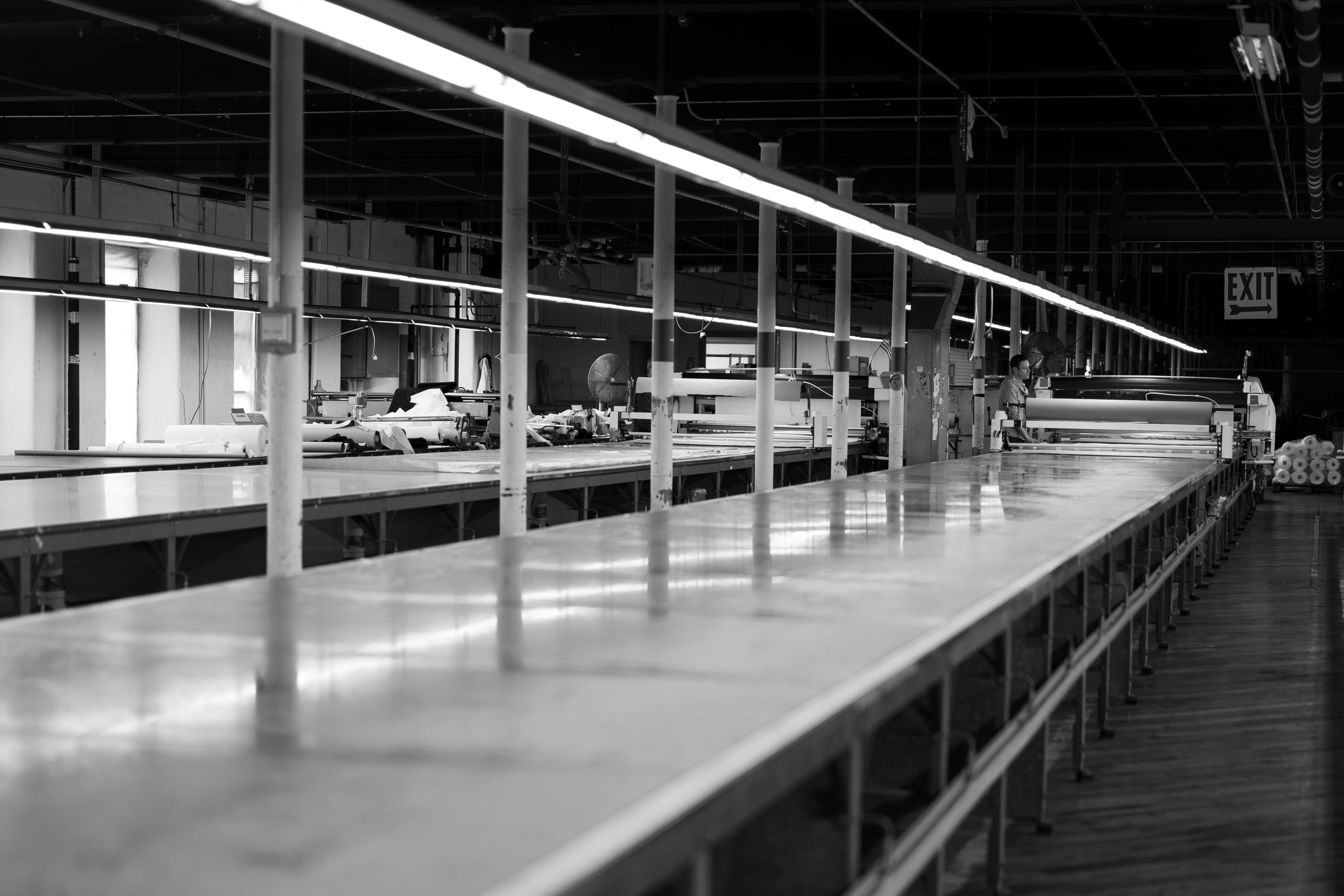 Black and White Industrial Factory Interior · Free Stock Photo