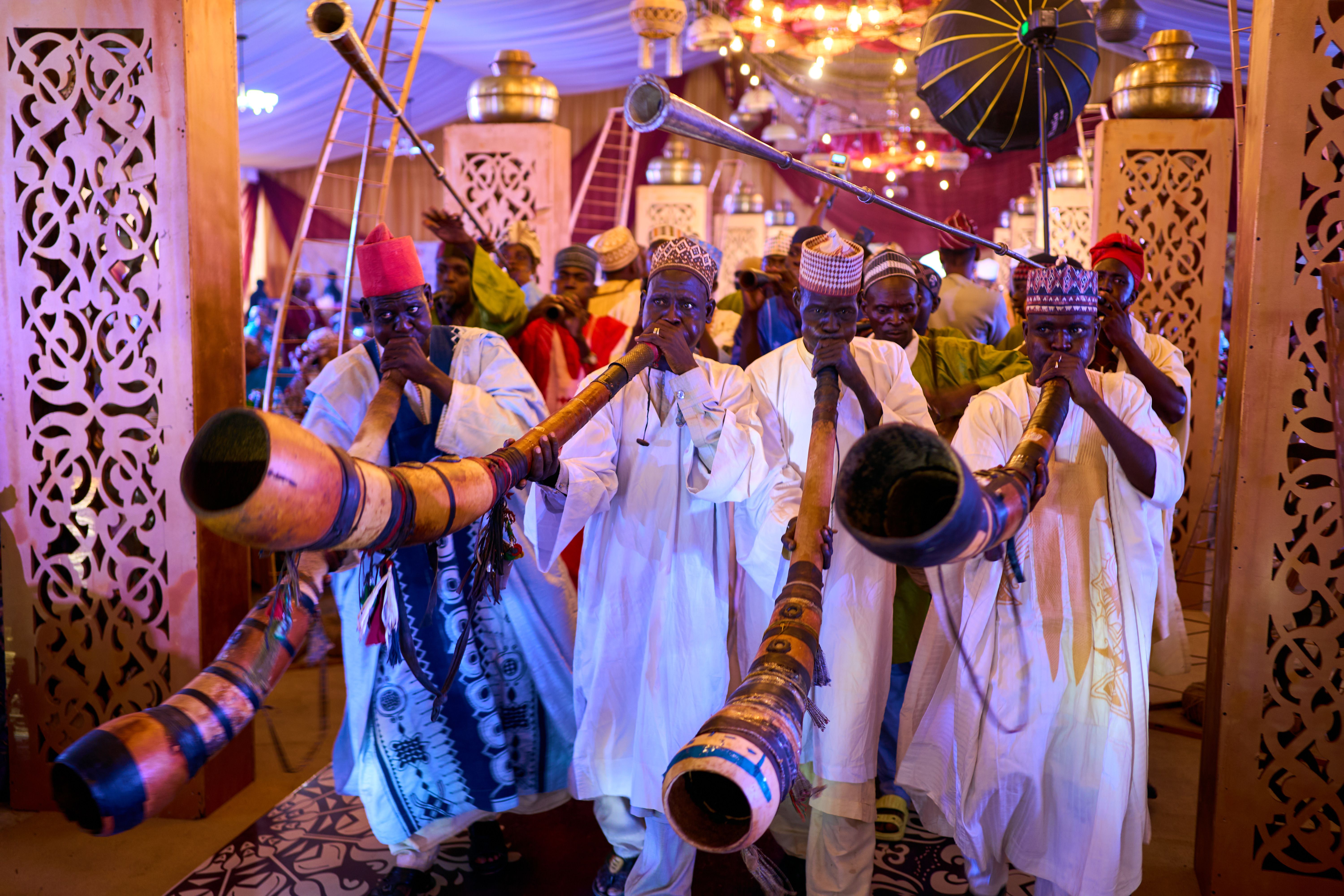 Traditional African Horn Musicians at Cultural Event · Free Stock Photo