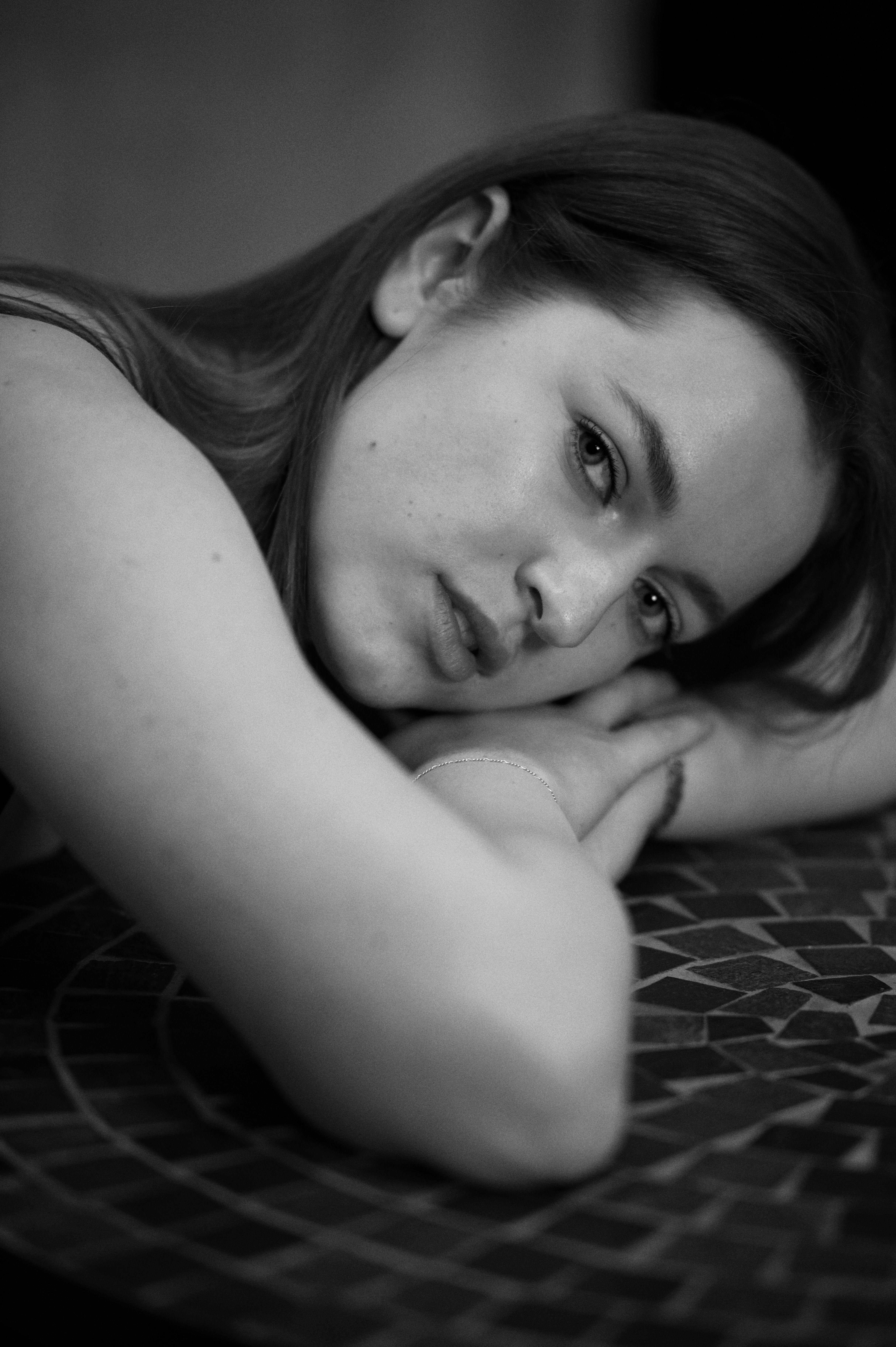 Black and White Portrait of Relaxed Woman · Free Stock Photo